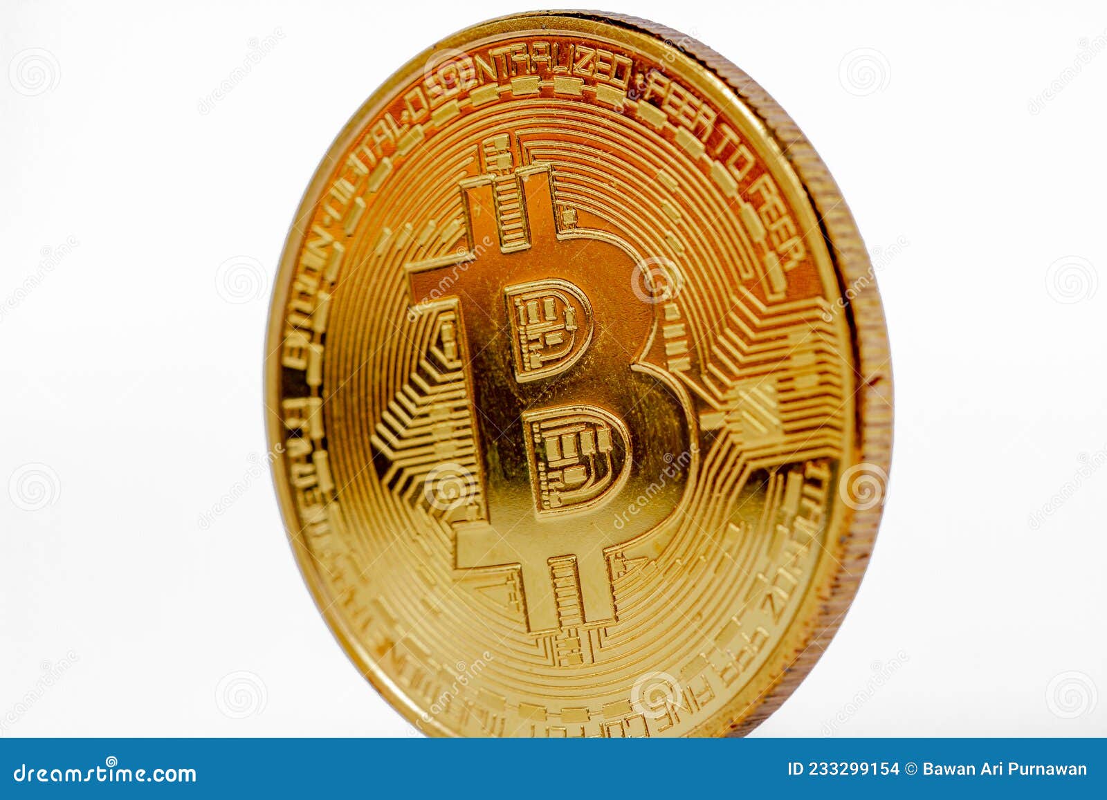 Front View of Bitcoin with Slightly Tilted Composition, Has a Gold ...