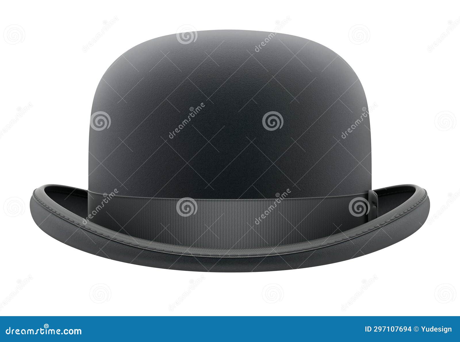 Front View of Black Bowler Hat Stock Illustration - Illustration of ...