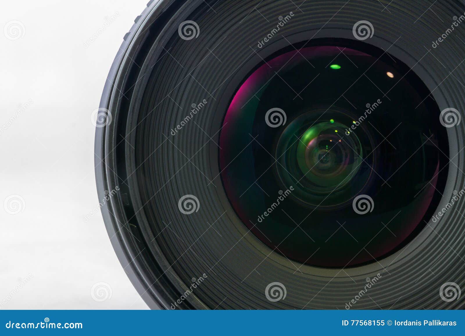 Front View of Black Camera Lens Isolated on White Background Stock ...