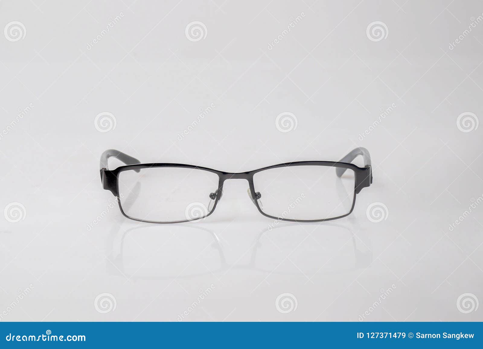 Front View Black Glasses On White Background,copy Space Stock Image ...