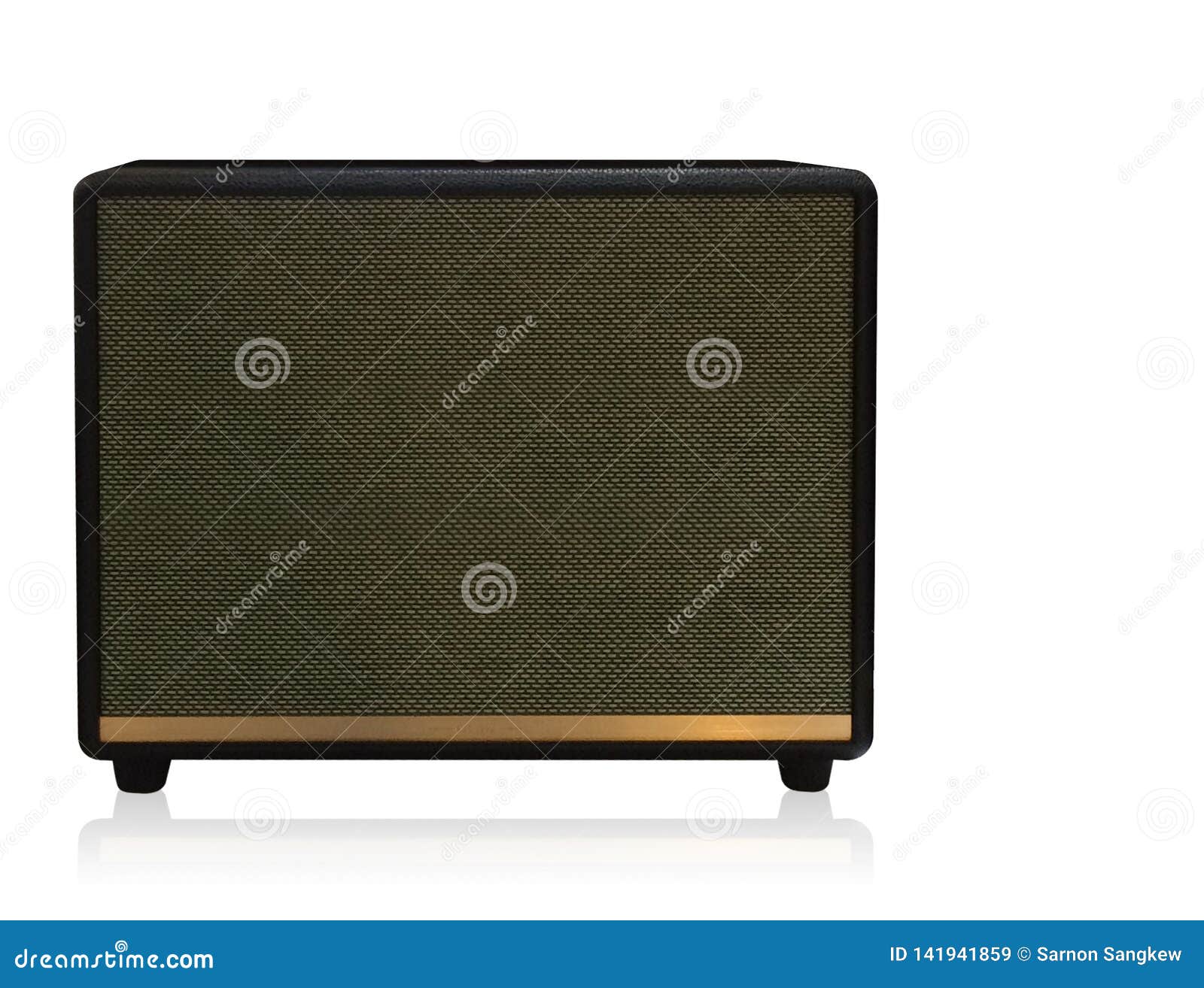 Front View Black and Gold Radio on White Background, Copy Space Stock ...