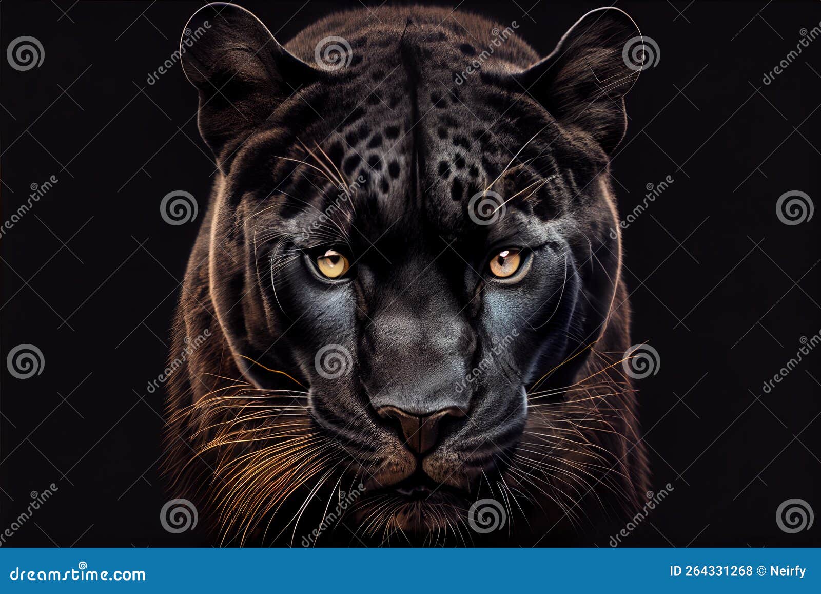 Front View of Black Panther Stock Illustration - Illustration of mammal ...