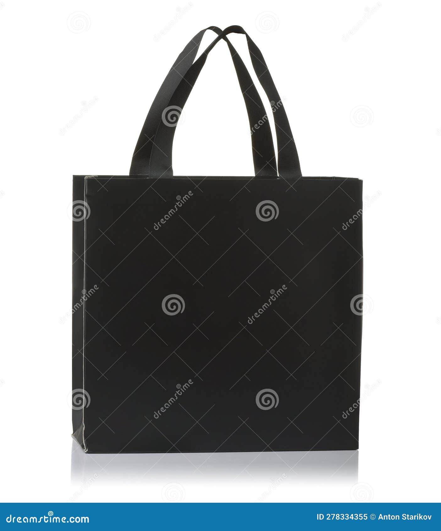 Front View of Black Paper Shopping Bag Stock Image - Image of paper ...