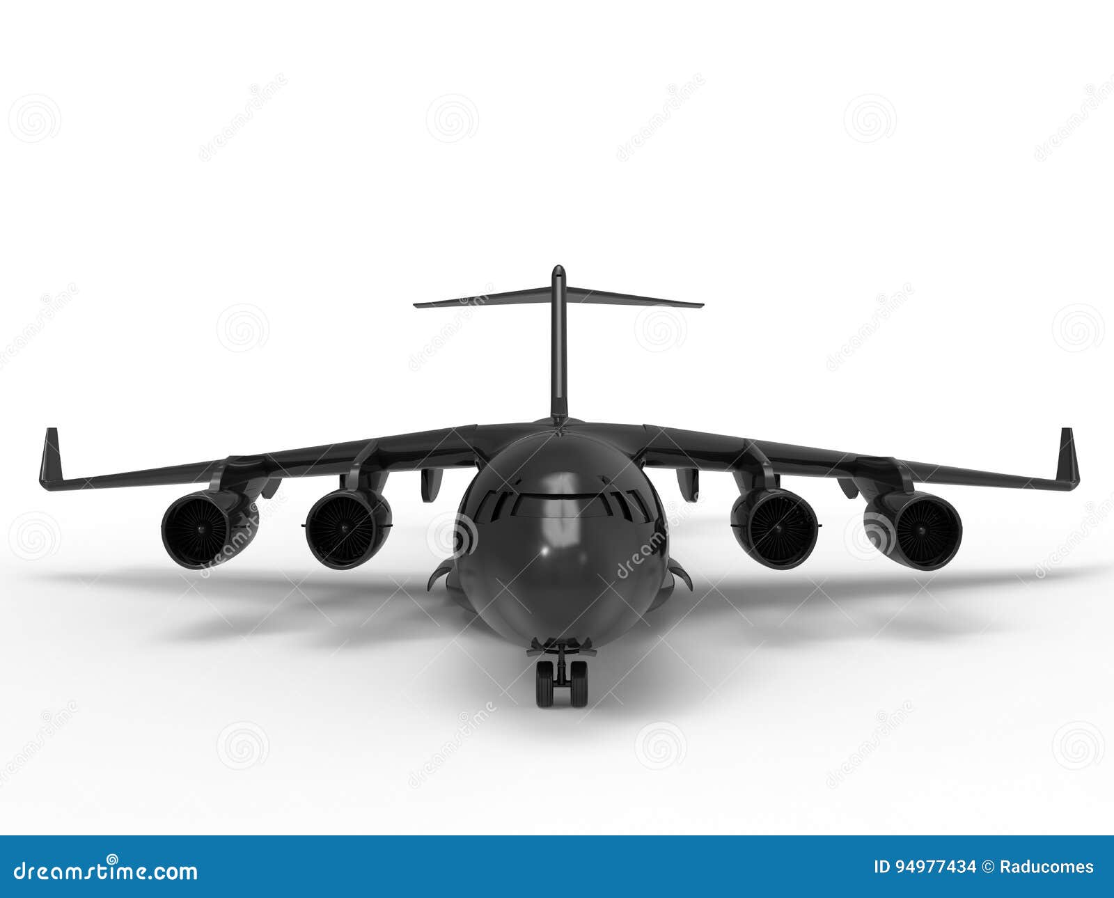 A Front View of a Black Plane Stock Illustration - Illustration of ...