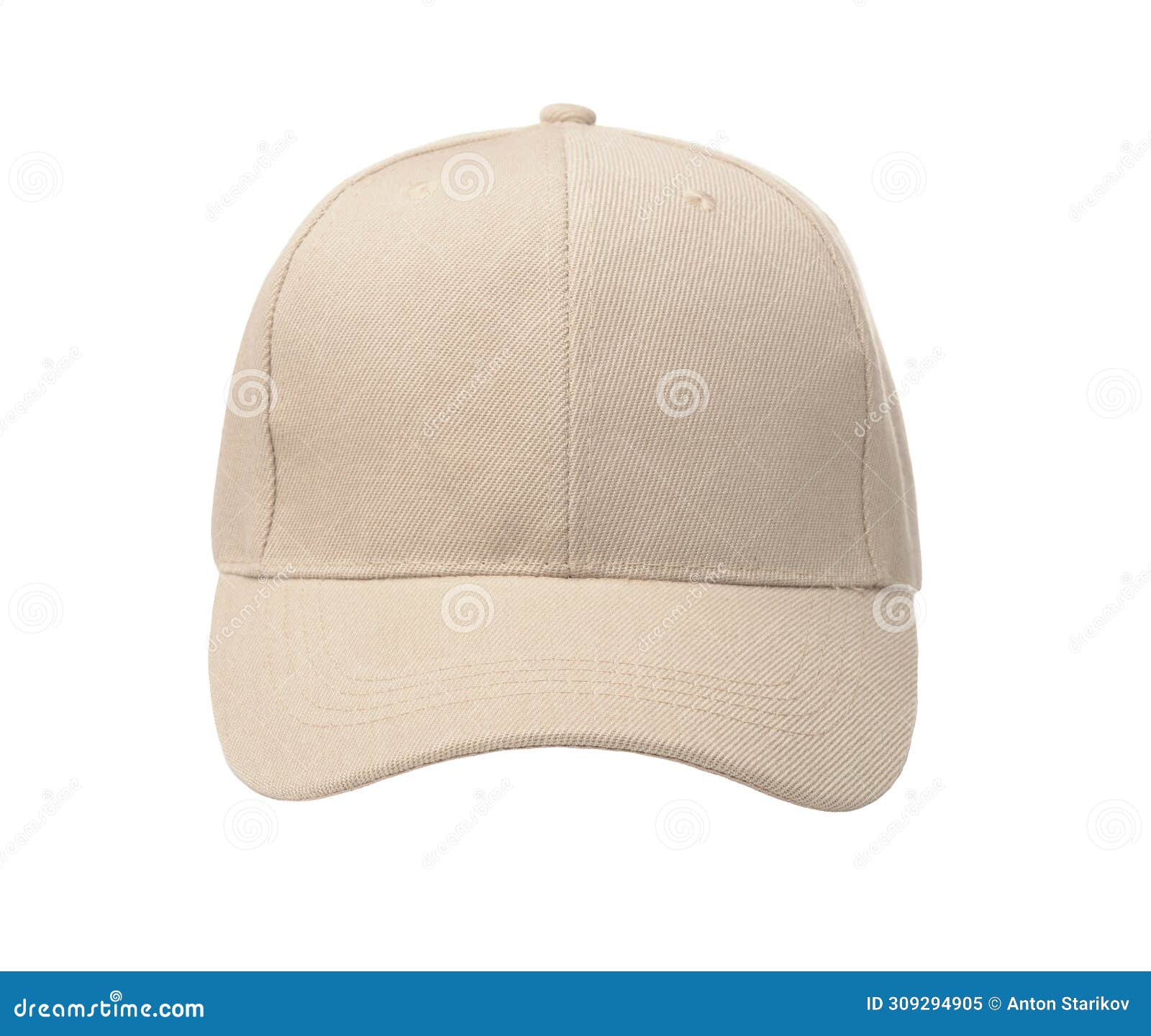 Front View of Blank Beige Baseball Cap Stock Image - Image of white ...