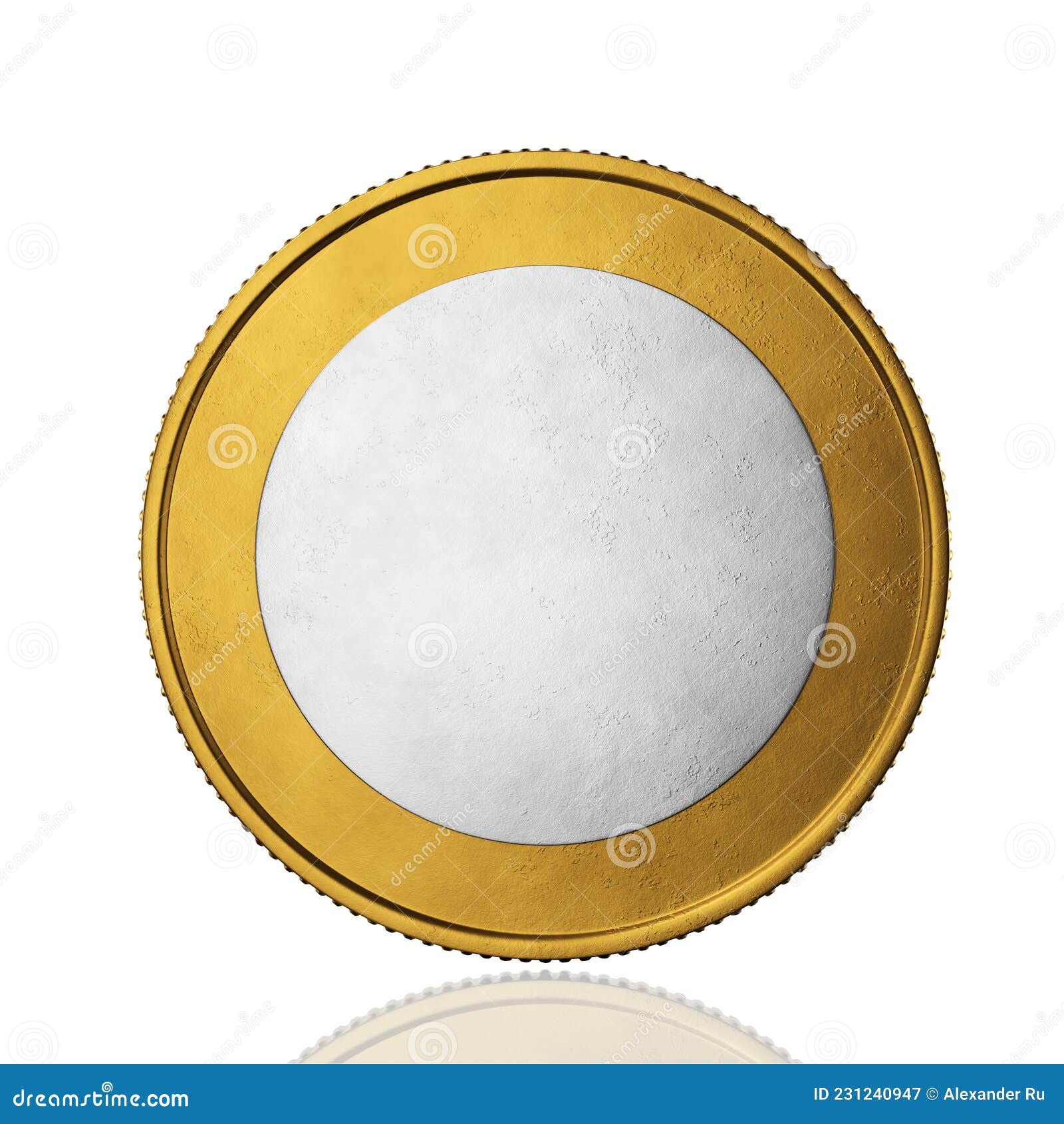 Front View. a Blank Gold Coin with a Silver Center Stock Illustration ...