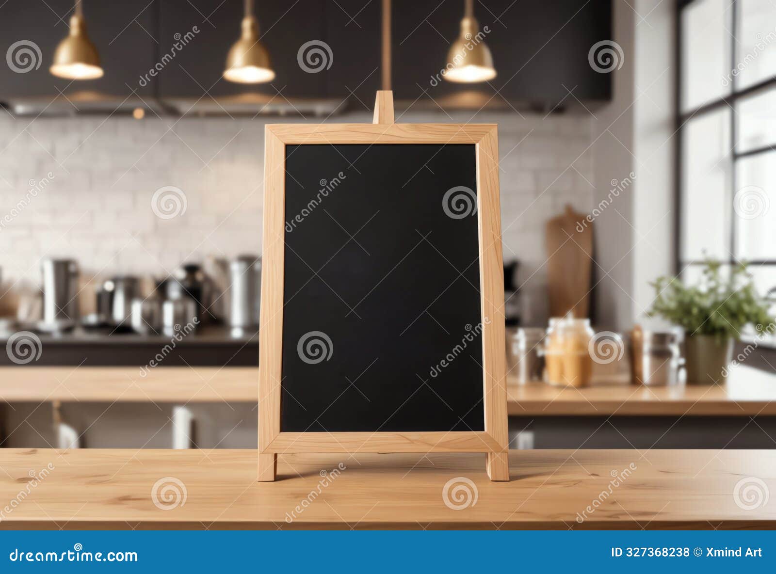 Front View Blank Menu Sign Copy Space Mockup on Restaurant Counter ...