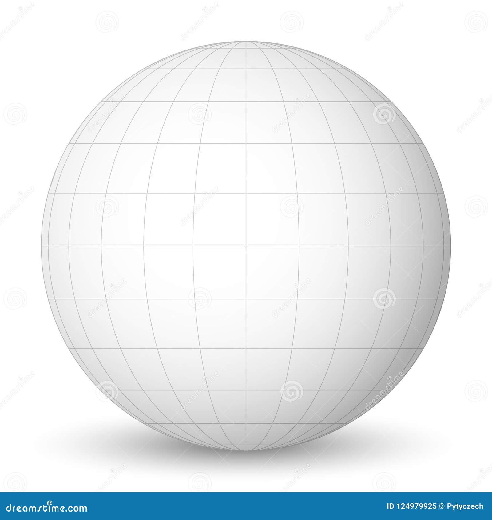 Blank Planet Earth Blue Globe With Grid Of Meridians And Parallels, Or ...