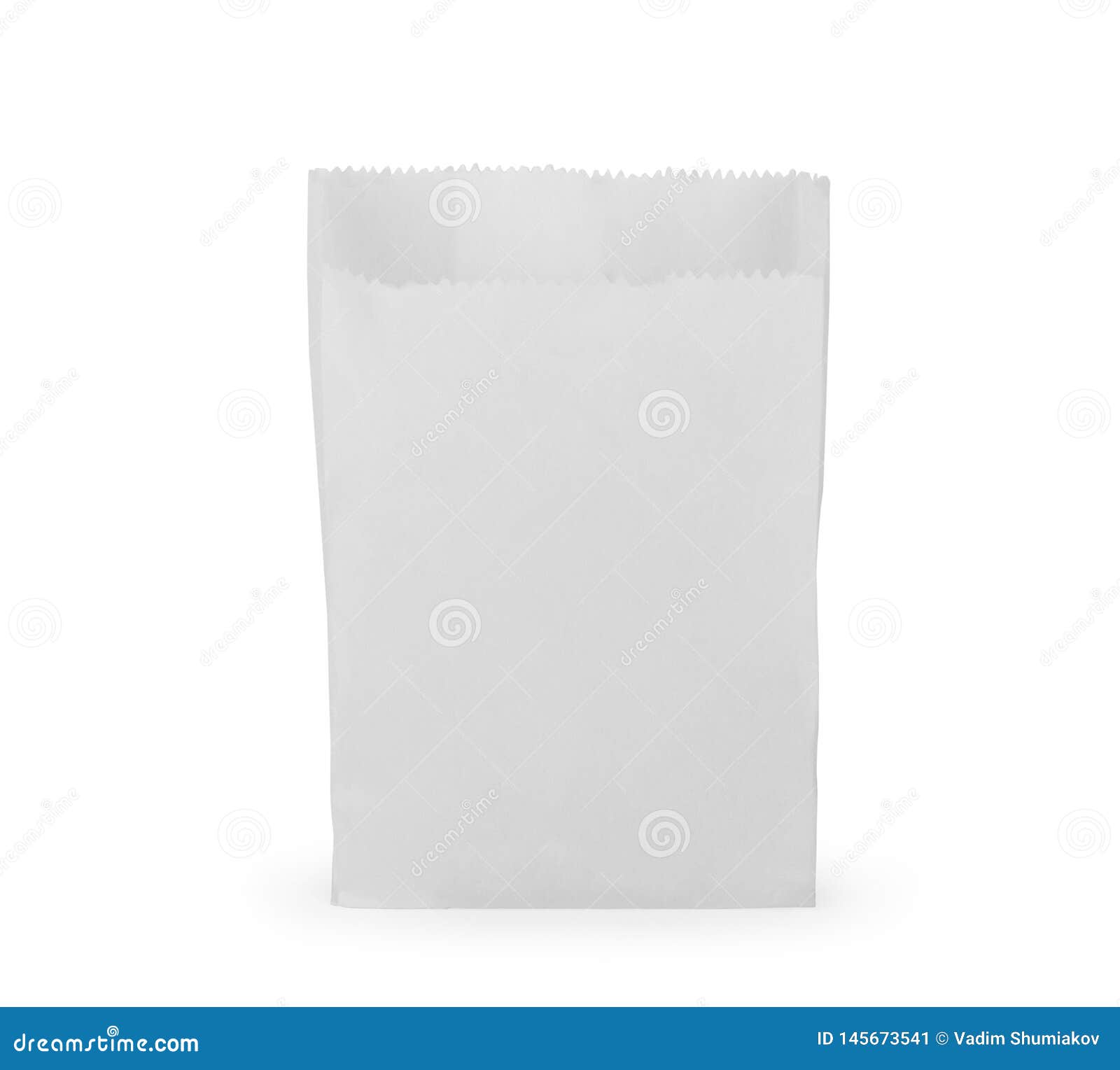 Front View of Blank Snack Paper Bag Package Isolated on White with ...