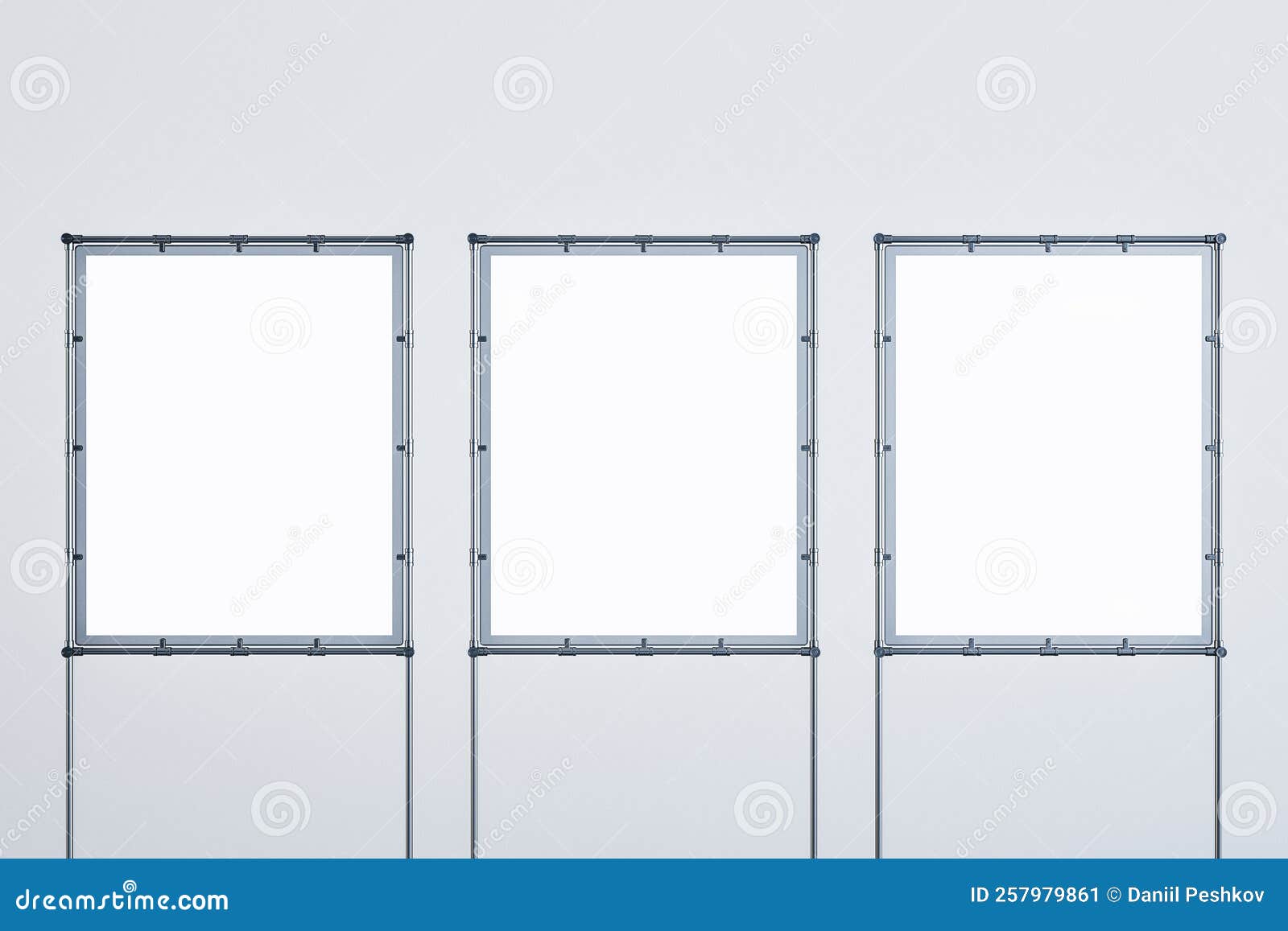 Front View on Blank White Presentation Portfolio Walls in Grey Frame ...