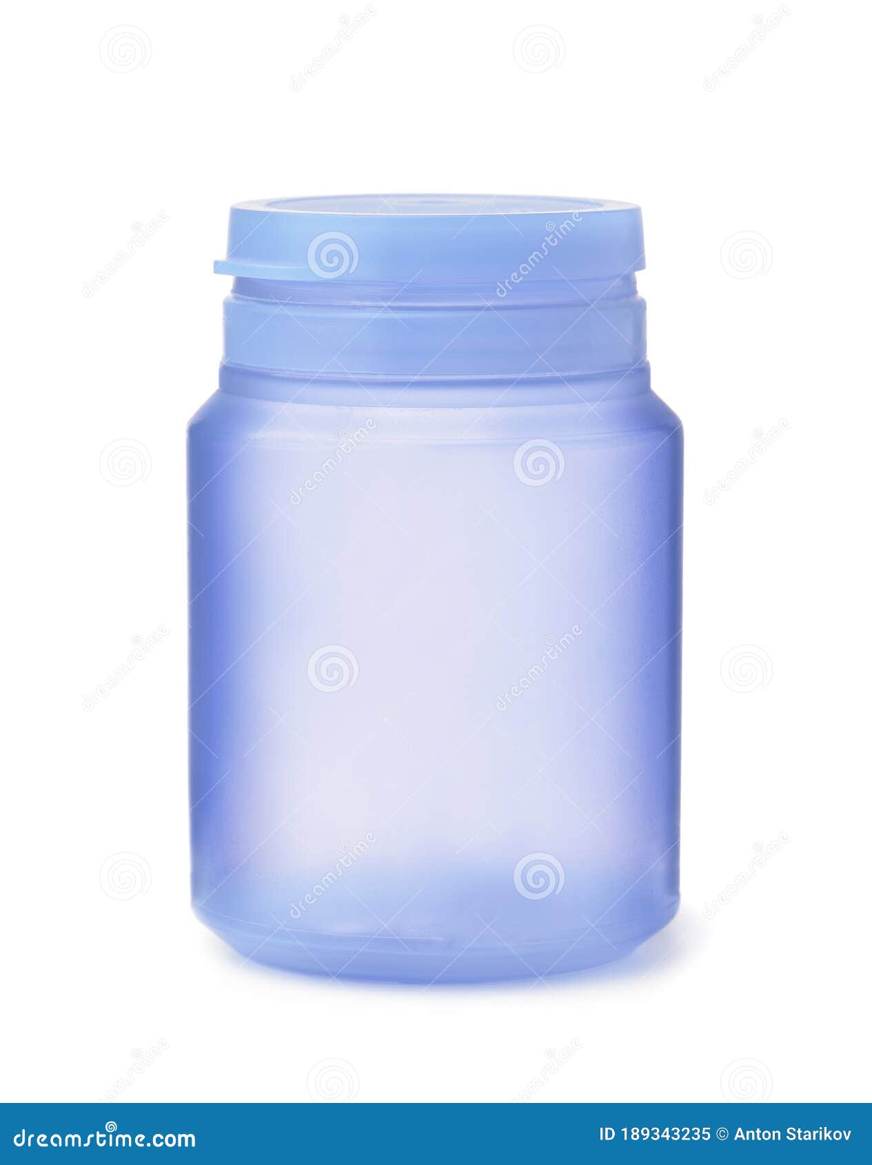 Front View of Blue Empty Plastic Jar Stock Image - Image of closeup ...