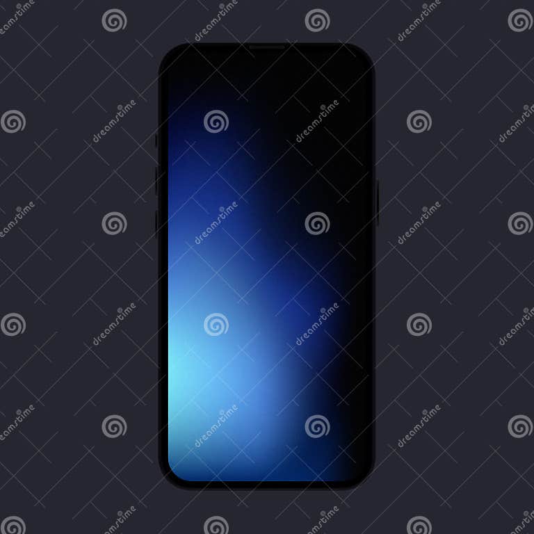 Front View. Blue Gradient Smartphone Mockup Stock Vector - Illustration ...