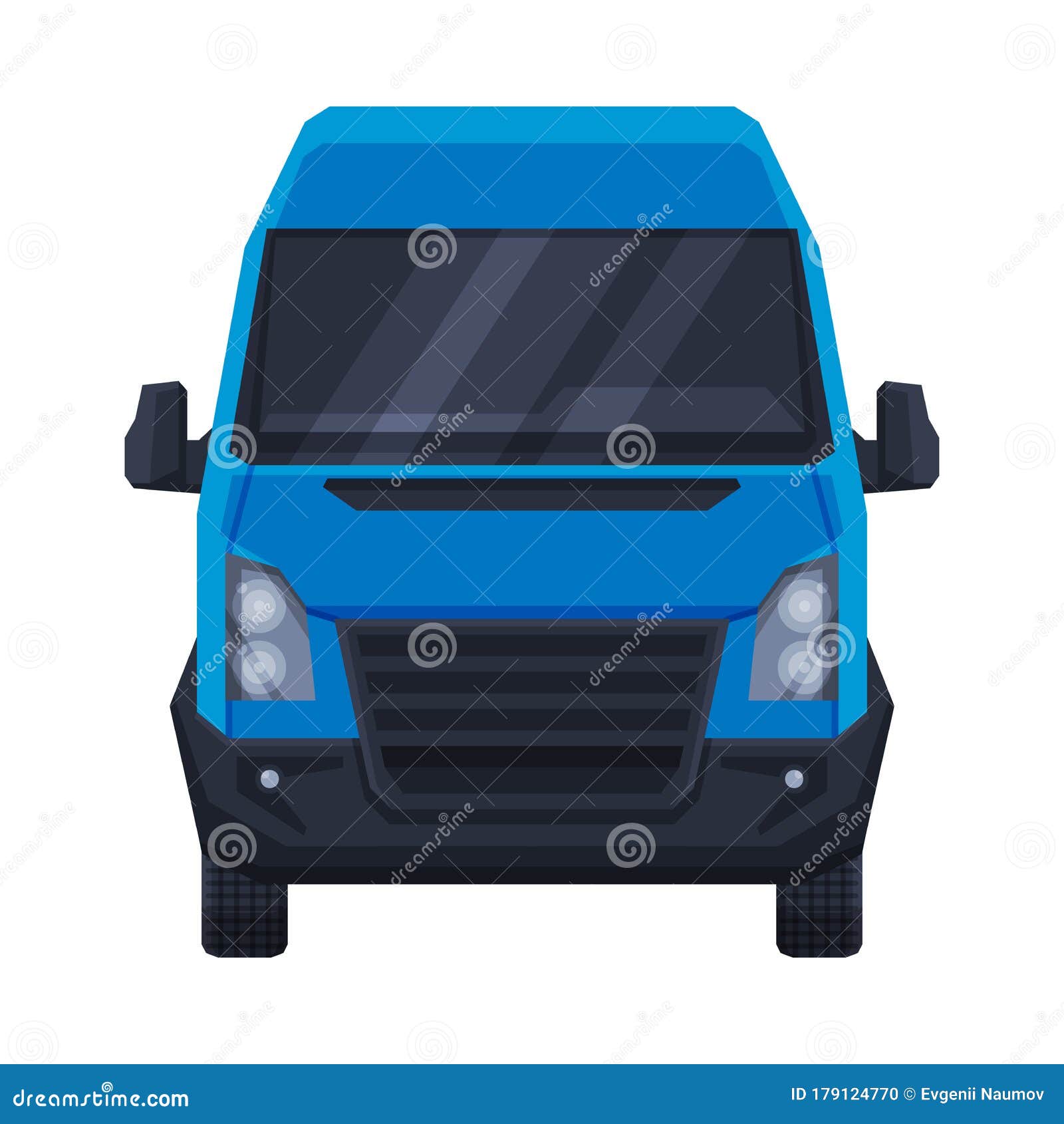 Front View of Blue Minibus for Passenger or Cargo Transportation ...