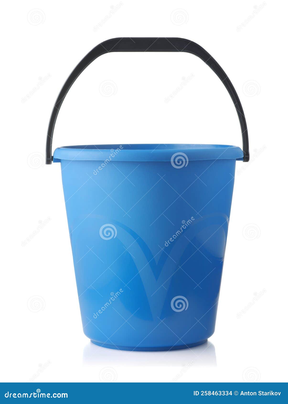 Front View of Blue Plastic Bucket Stock Photo - Image of black, classic ...