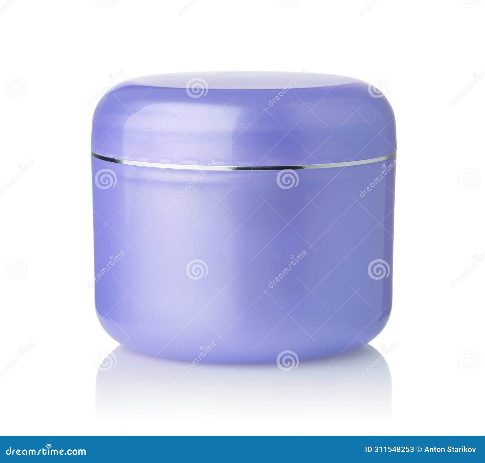 Front View of Blue Plastic Cosmetic Container Stock Image - Image of ...