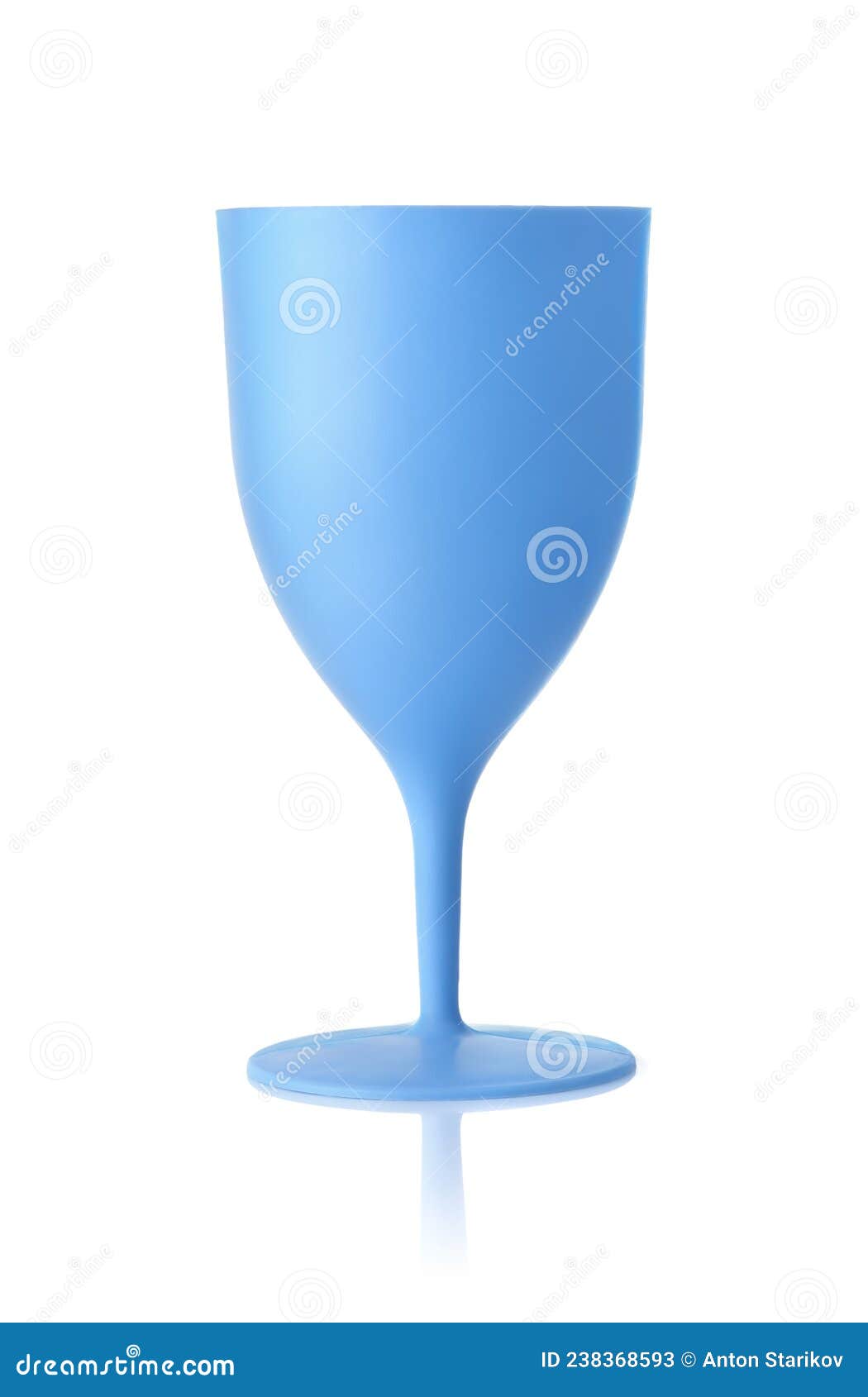 Front View of Blue Plastic Wine Glass Stock Image - Image of disposable ...