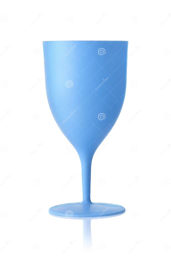 Front View of Blue Plastic Wine Glass Stock Image - Image of disposable ...