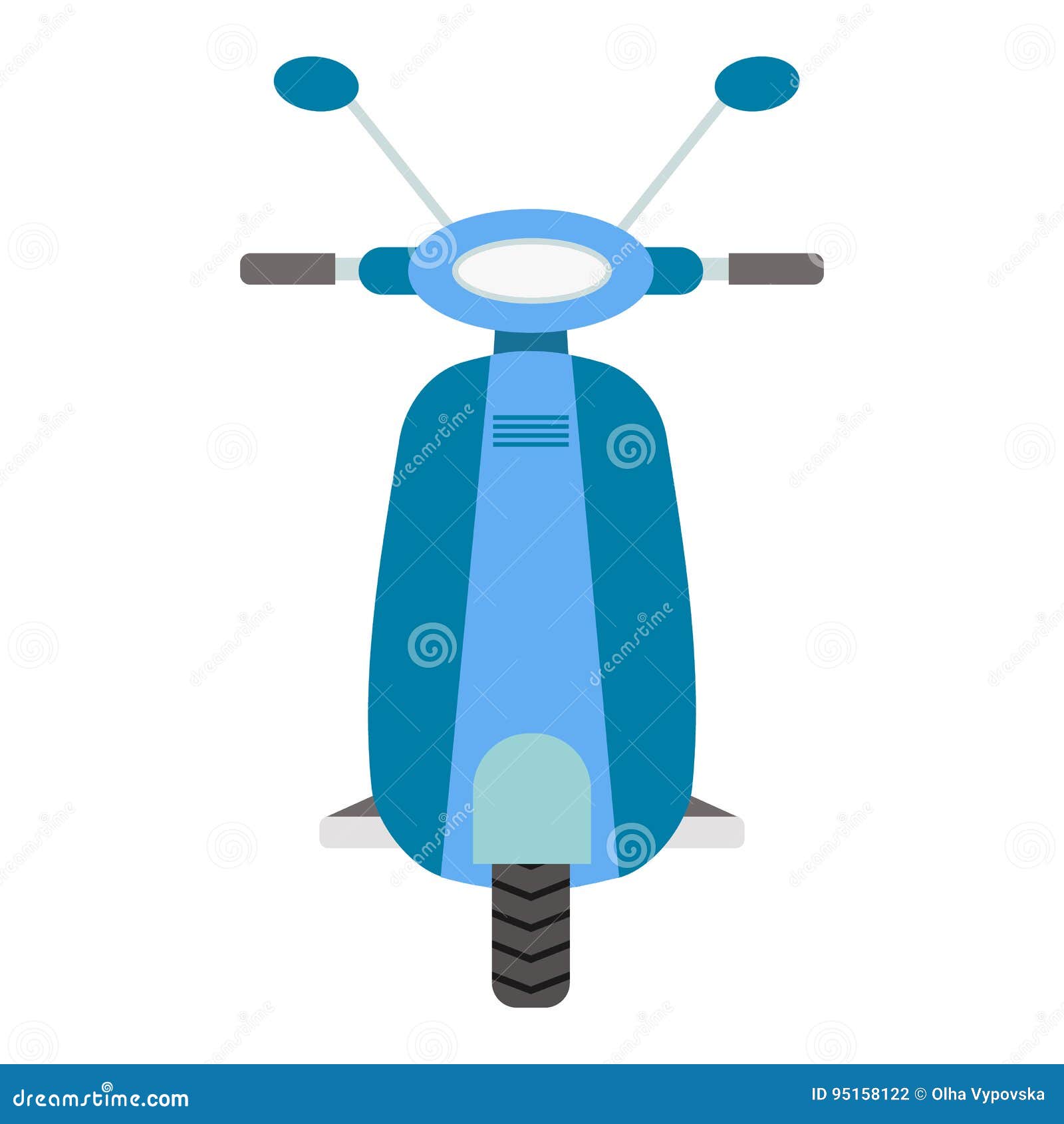 Front View Blue Scooter Illustration. Flat Design Element. Small ...