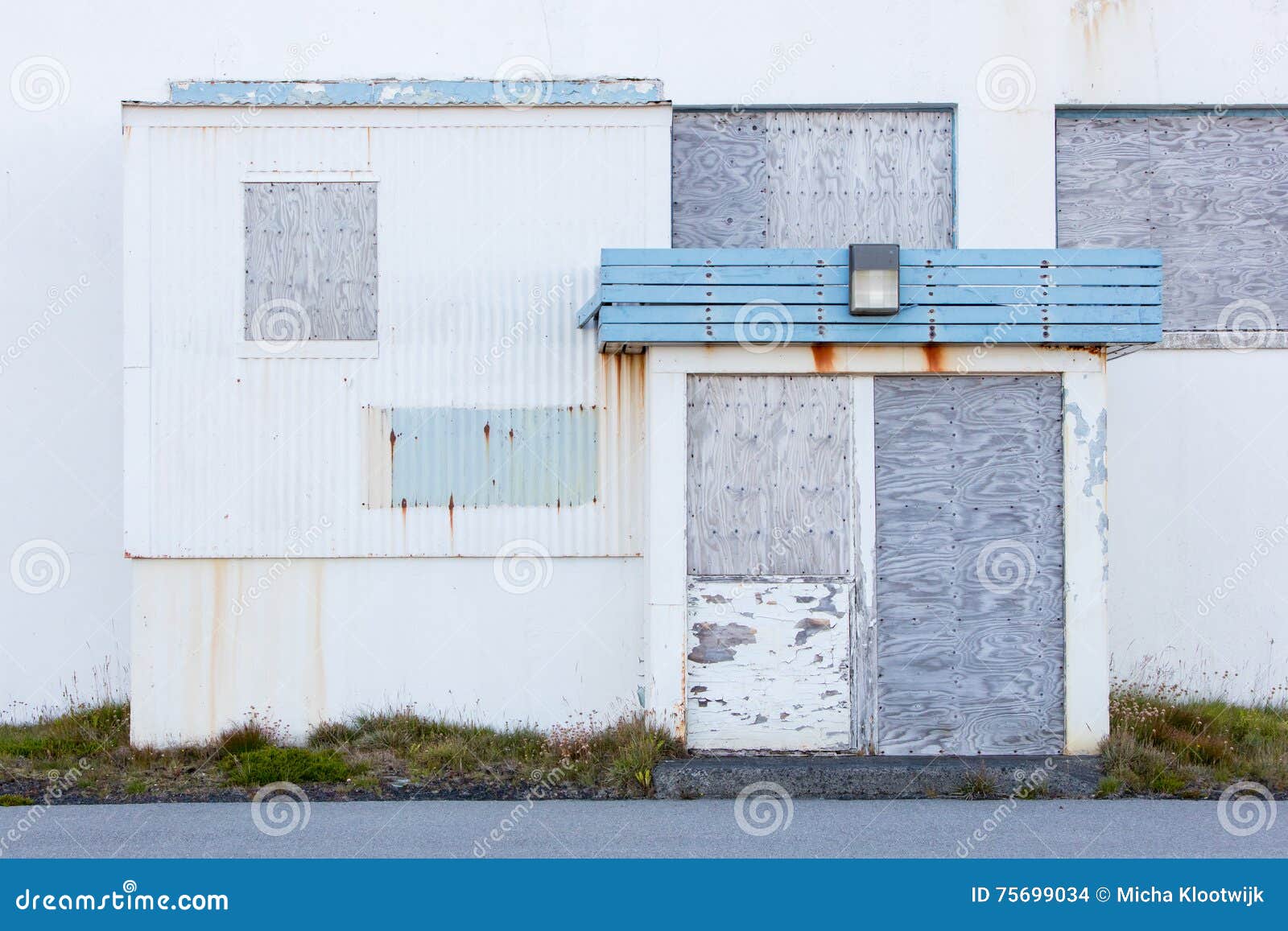 Front View of a Boarded-up Abandoned Building in Iceland Stock Photo ...