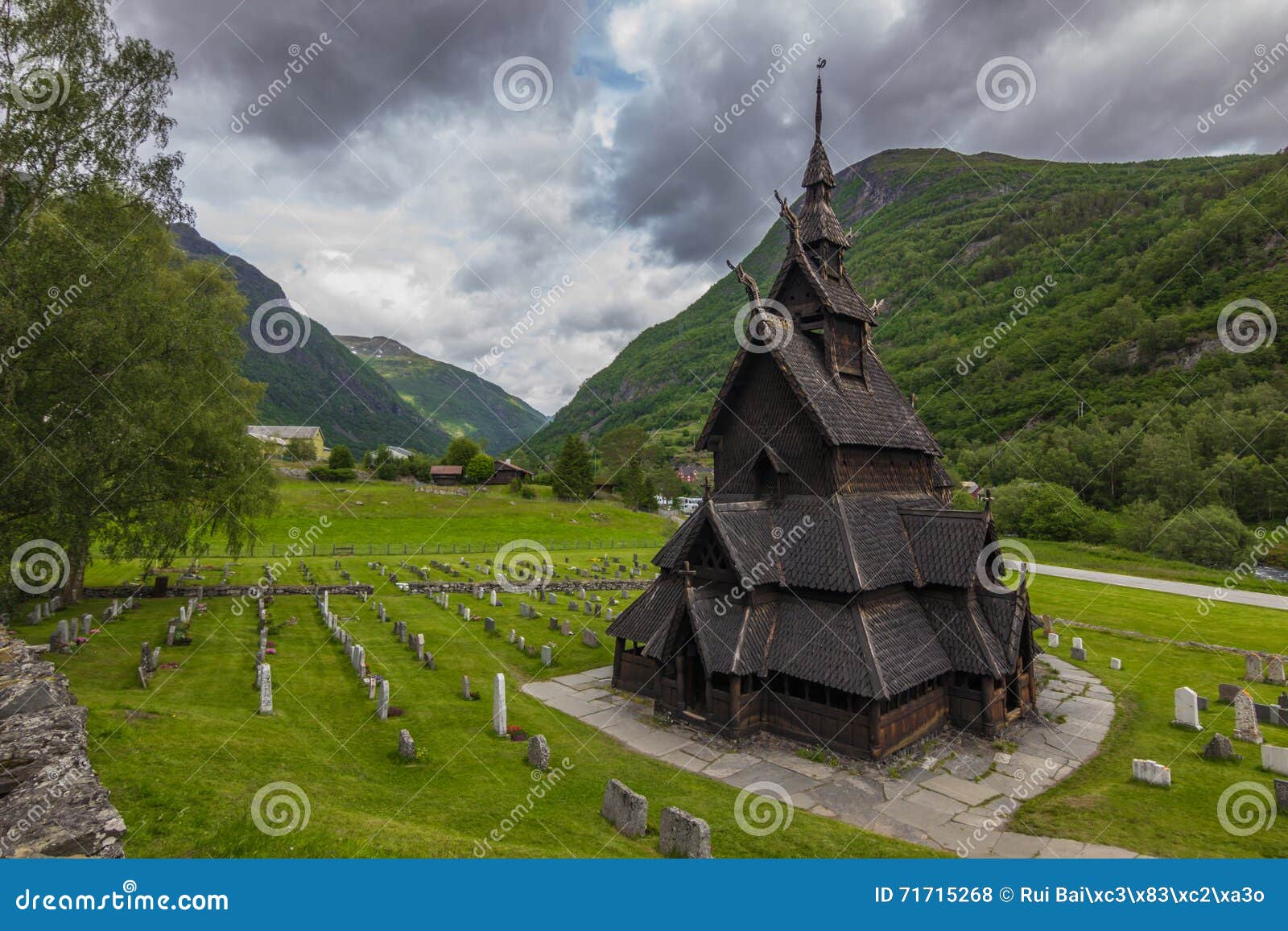 Front View of Borgund Stave Church, Norway Stock Photo - Image of ...