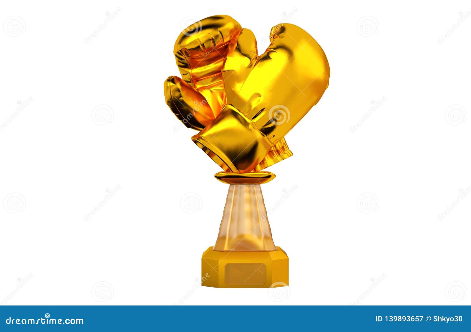 Front View of Boxing Gold Trophy Stock Illustration - Illustration of ...