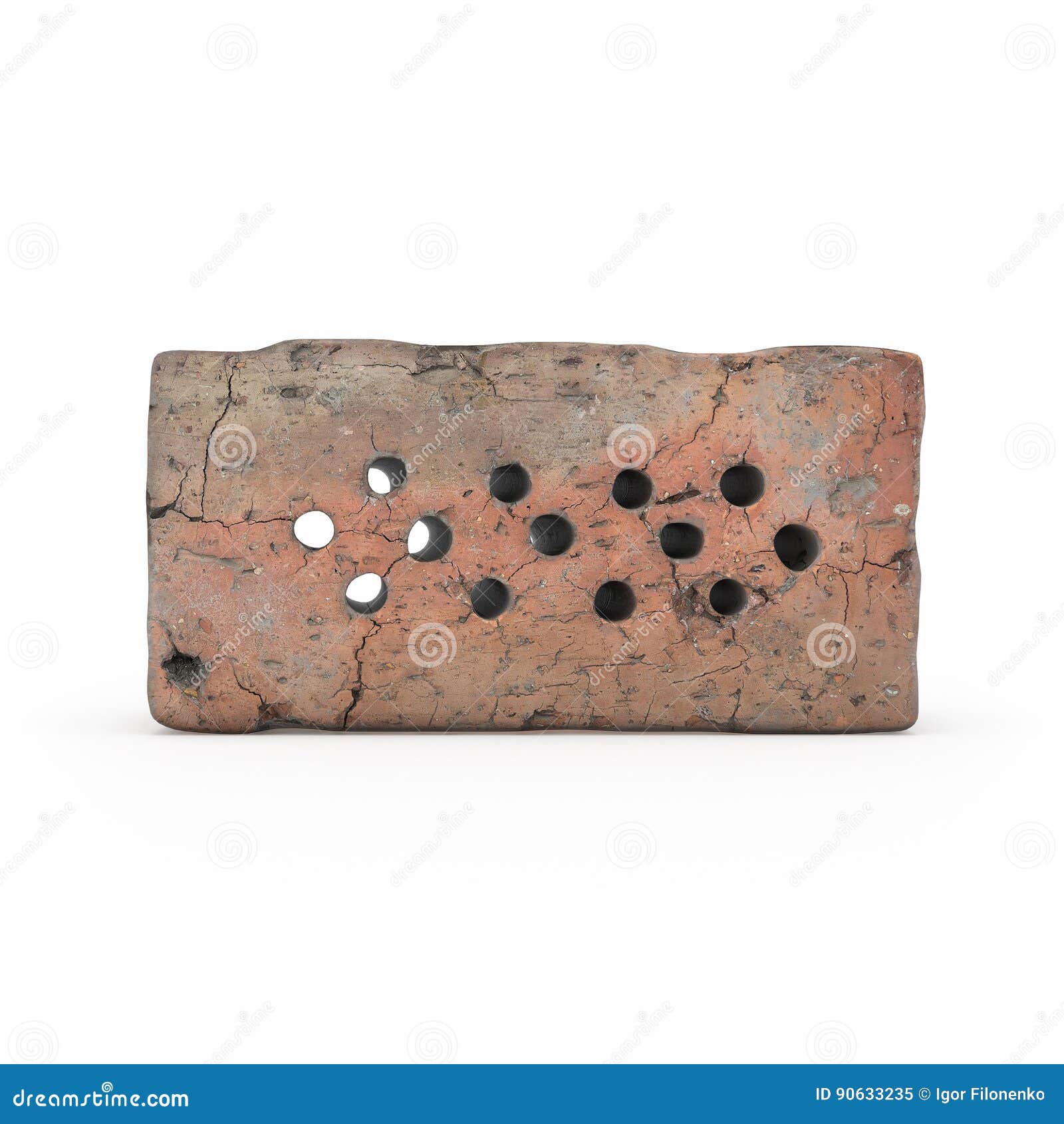 Front View of Brick Isolated 3d Rendering Stock Image - Illustration of ...
