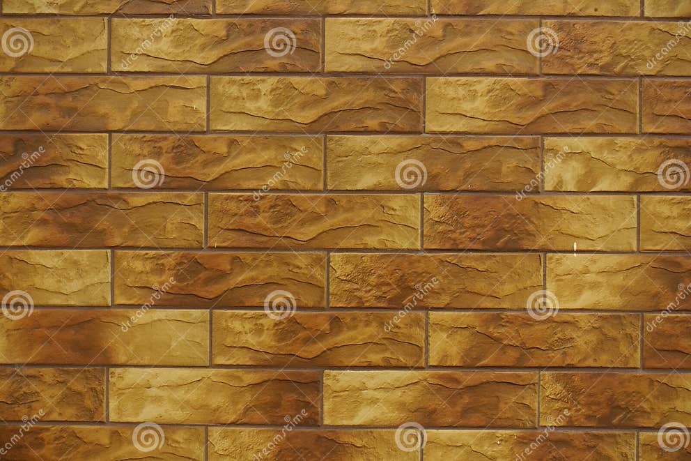 Front View of Brick-like Brown Embossed Ceramic Tiles Siding Stock ...