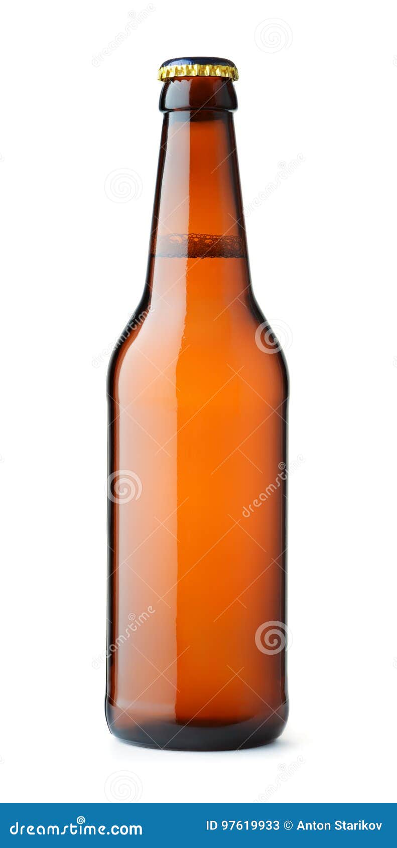 Front View of Brown Beer Bottle Stock Image - Image of brewery, beer ...