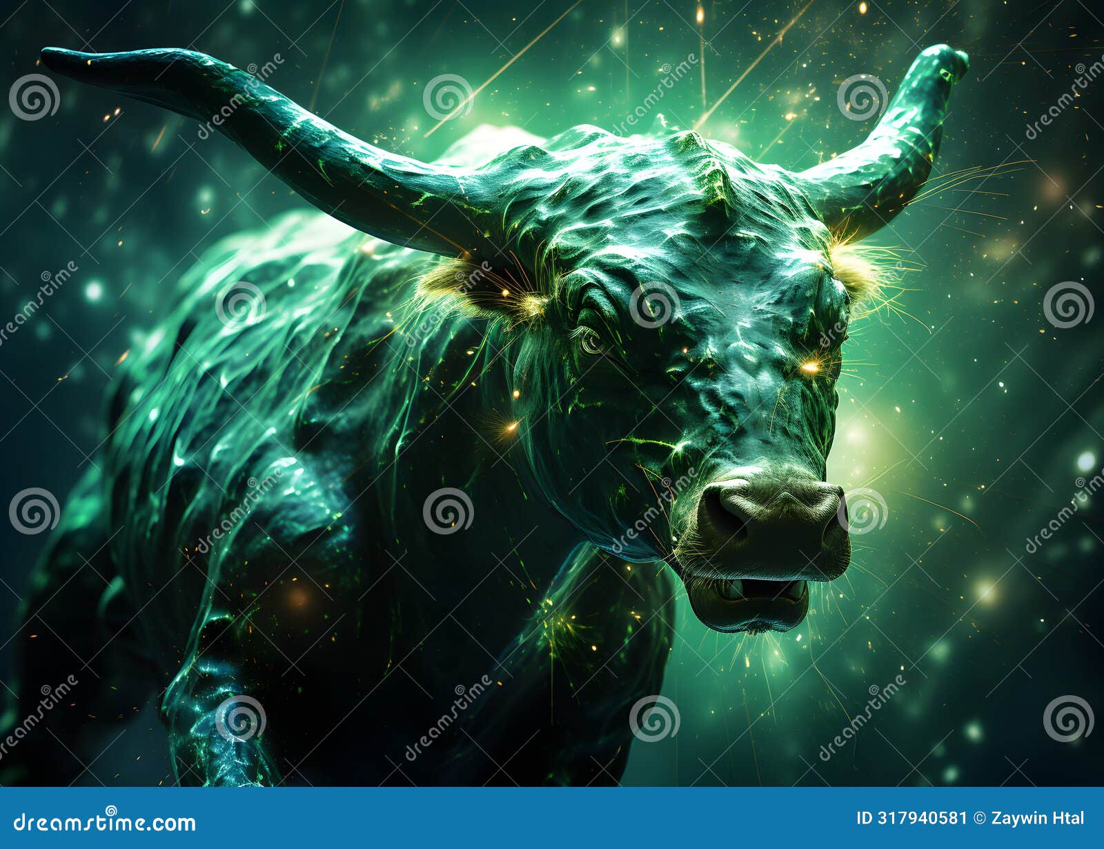 Front View of Bull Statue. Concept of Bullish Market. AI Generated ...
