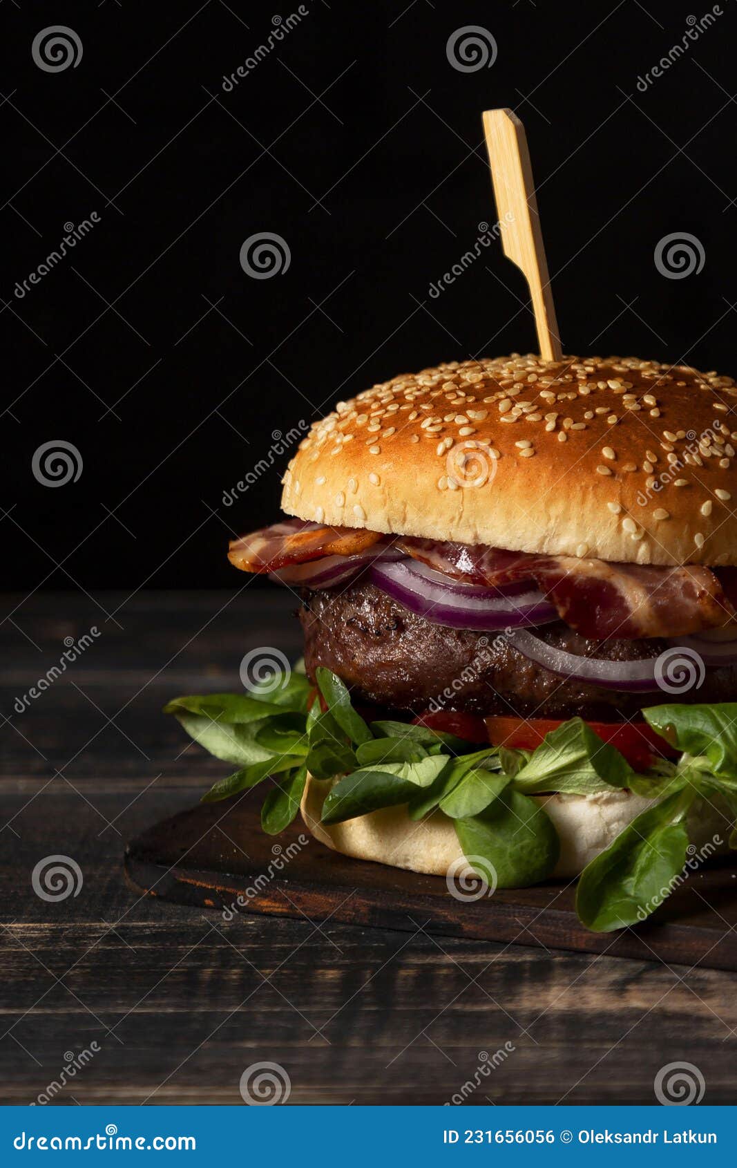 Front view burger table stock photo. Image of unhealthy - 231656056