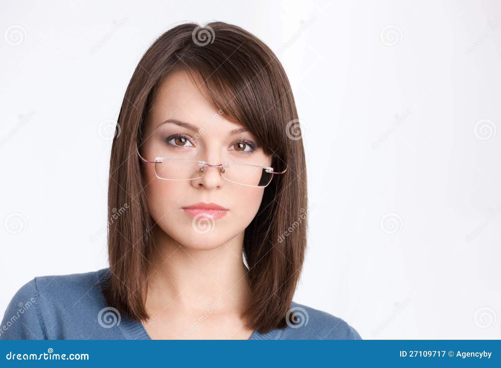 Front View of Business Woman in Glasses Stock Image - Image of ...