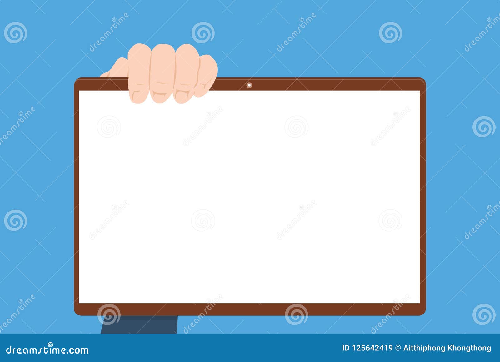 Front View of Businessman Hands are Holding Computer Screen, Vector ...