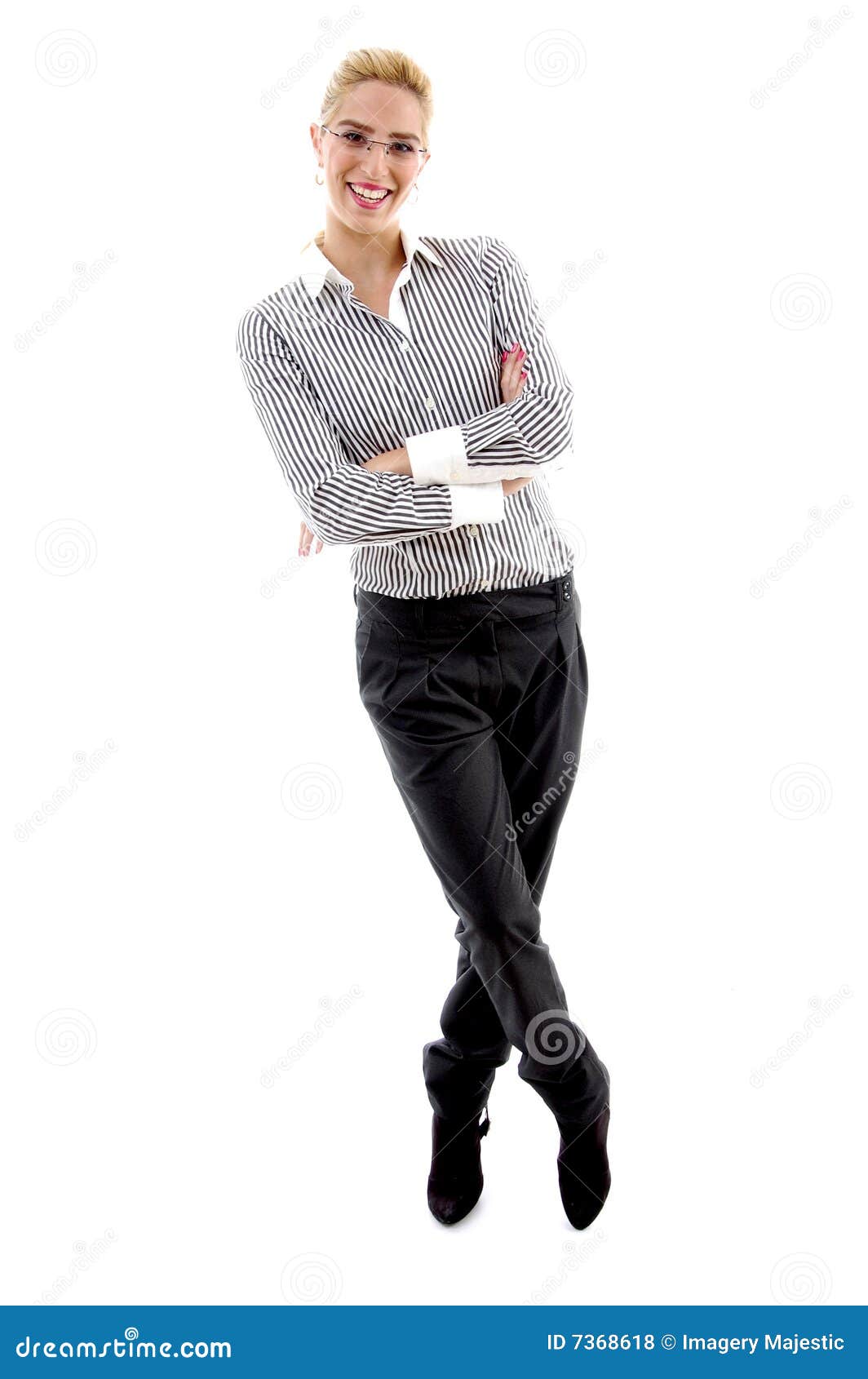 Front View of Businesswoman with Folded Hands Stock Photo - Image of ...