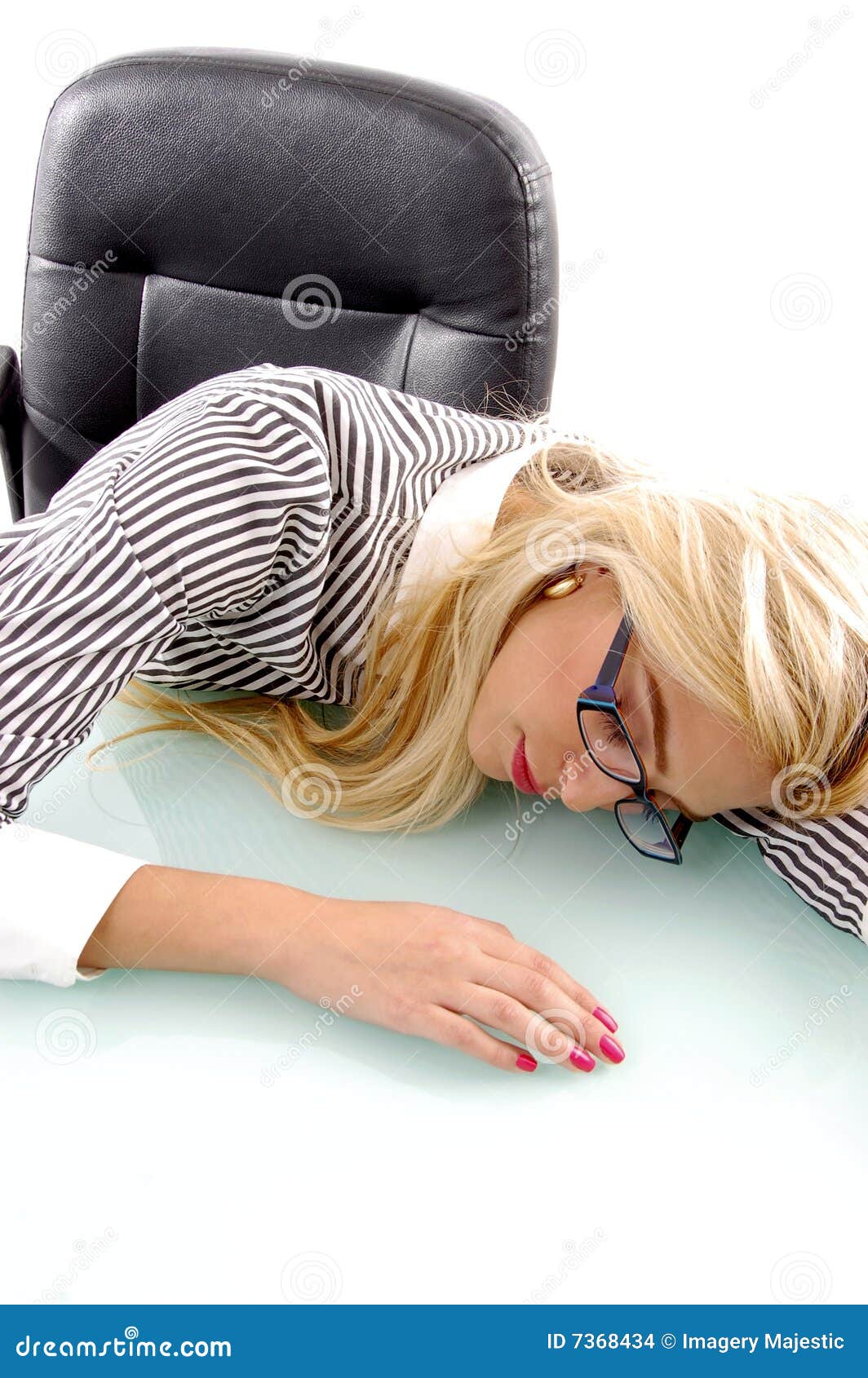 Front View of Businesswoman Sleeping in Office Stock Photo - Image of ...
