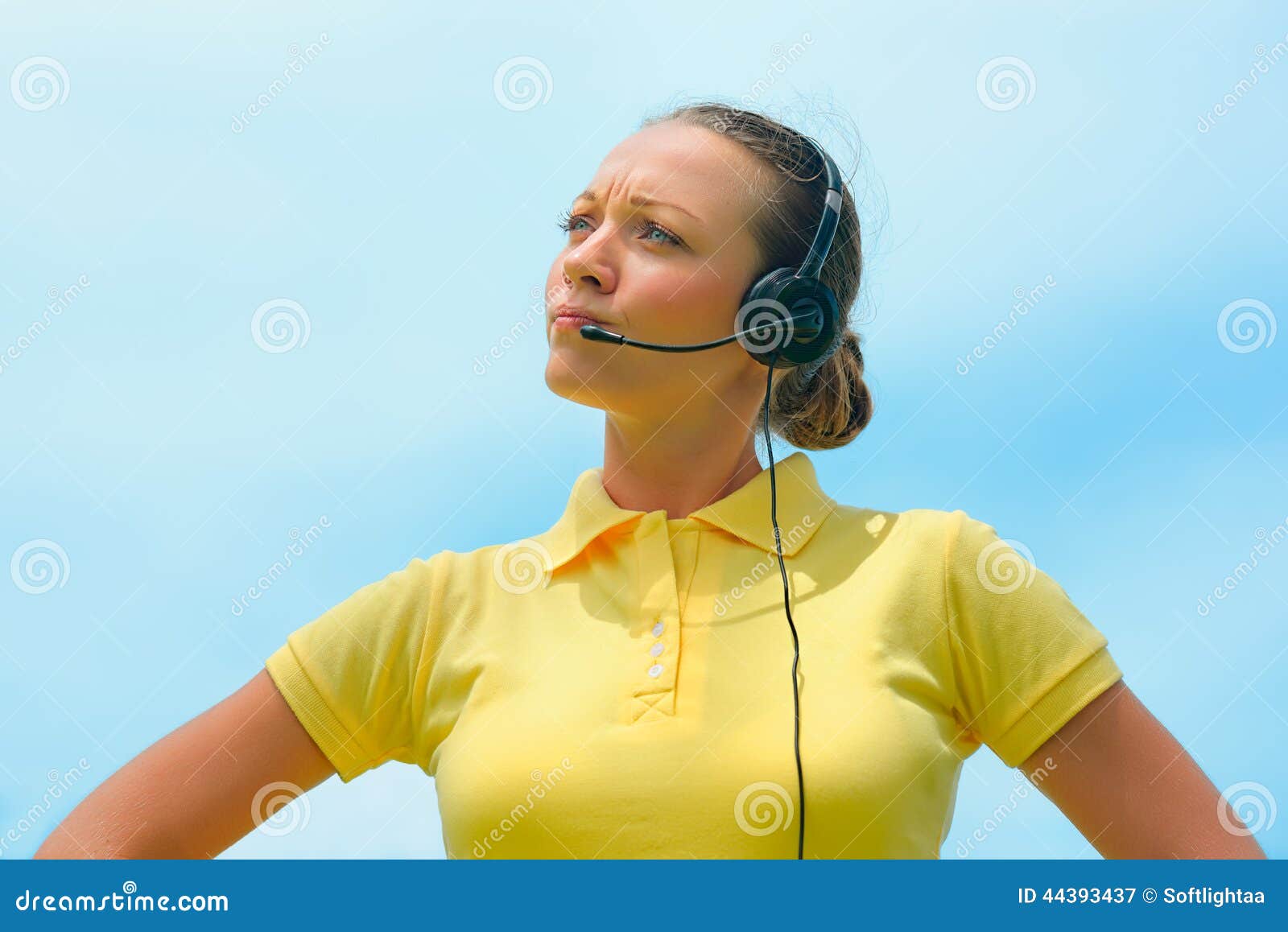 Front View of Call Centre Operator Trying To Explain Something Stock ...