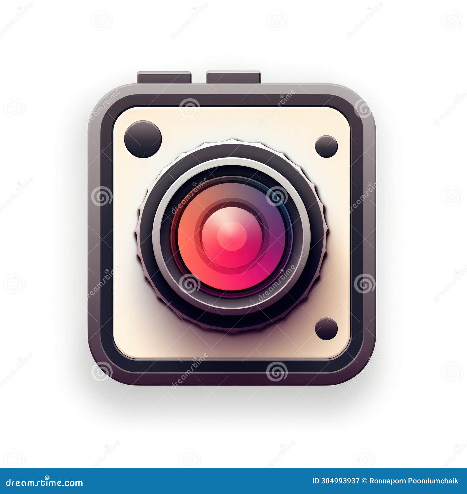 Front View of a Camera Icon on a White Background Stock Illustration ...
