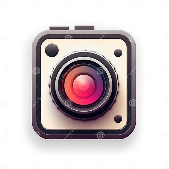 Front View of a Camera Icon on a White Background Stock Illustration ...