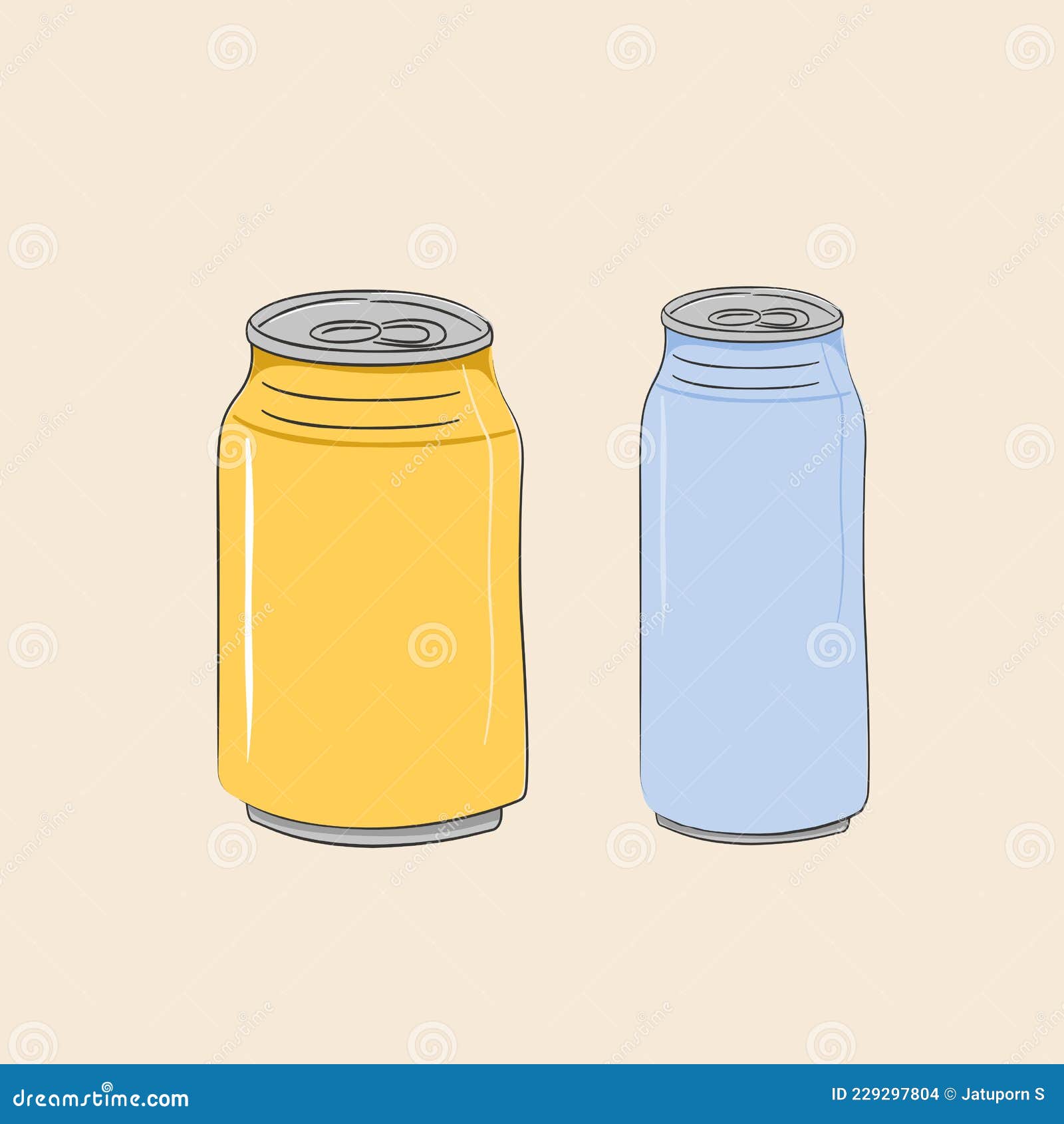 Front View of Can. Illustration. Regular and Thin Can Size. Stock ...