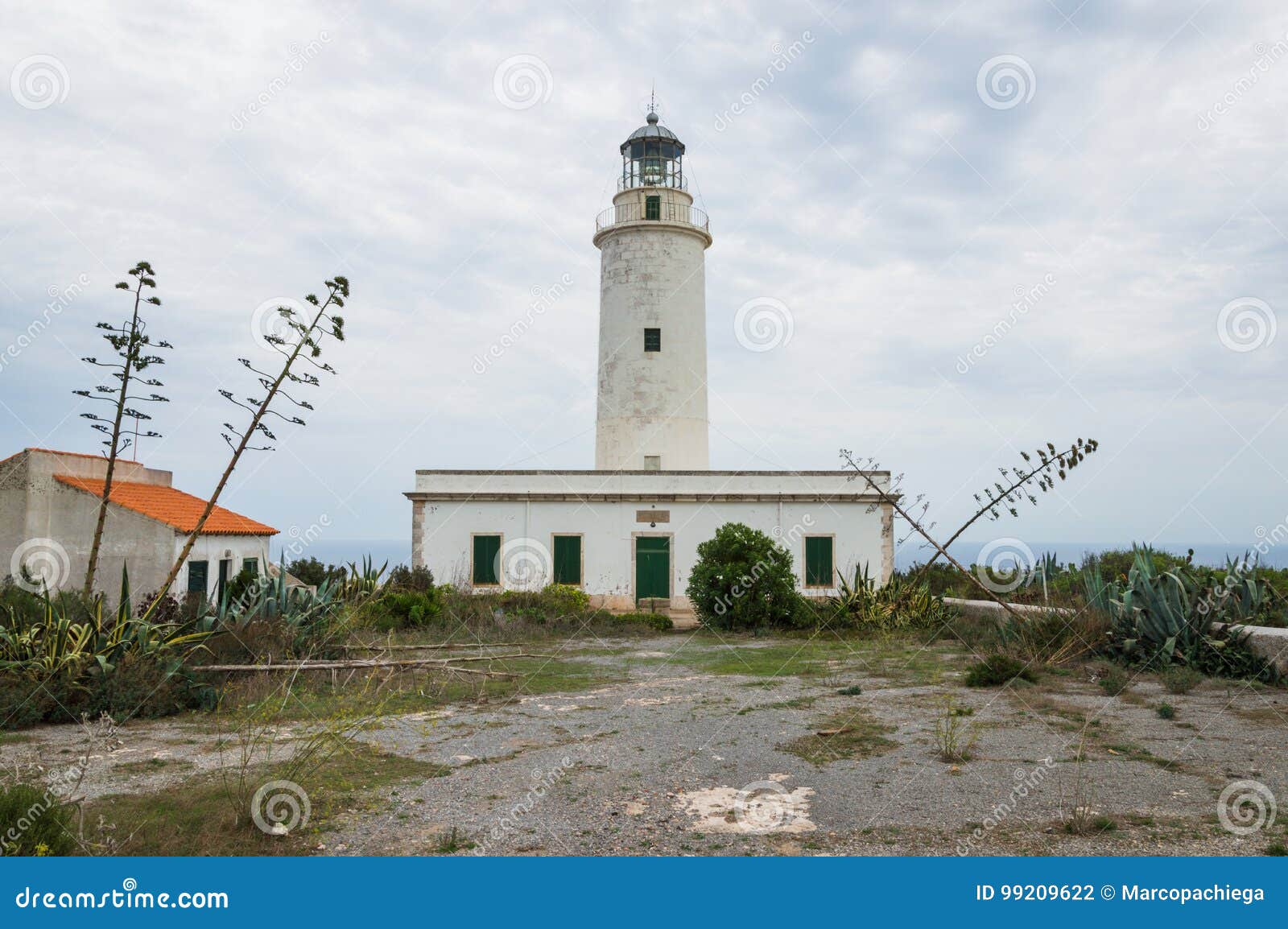 Cap Barbaria Lighthouse stock photo. Image of islands - 99209622