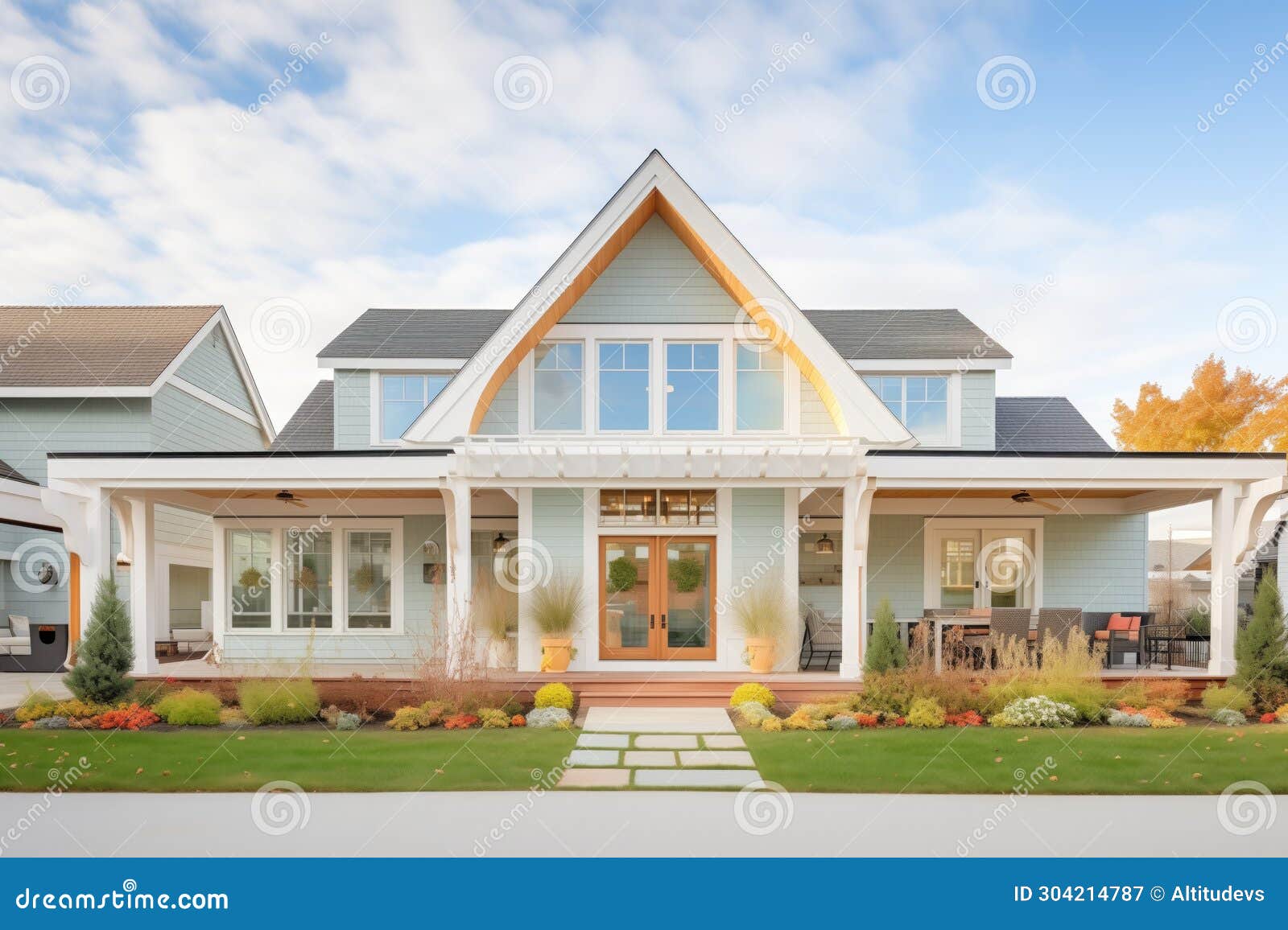 Front View of Cape Cod House with Modern Twostory Extension Stock ...