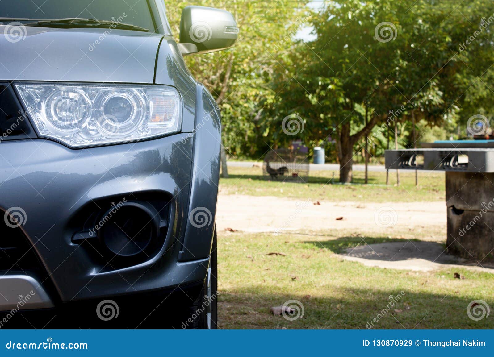 Front View of Car Gray Color Stock Image - Image of drive, countryside ...
