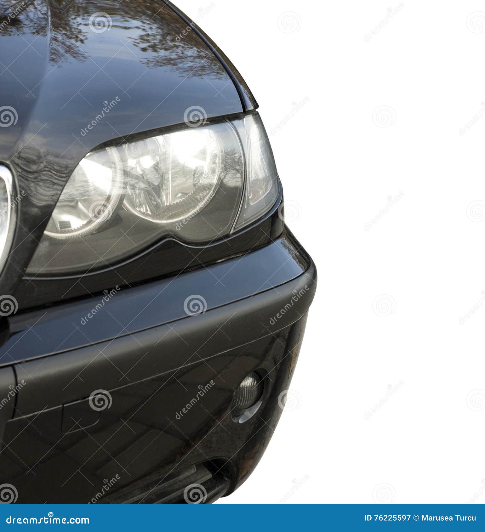 Front View of Car Light on White Stock Image - Image of automobile ...