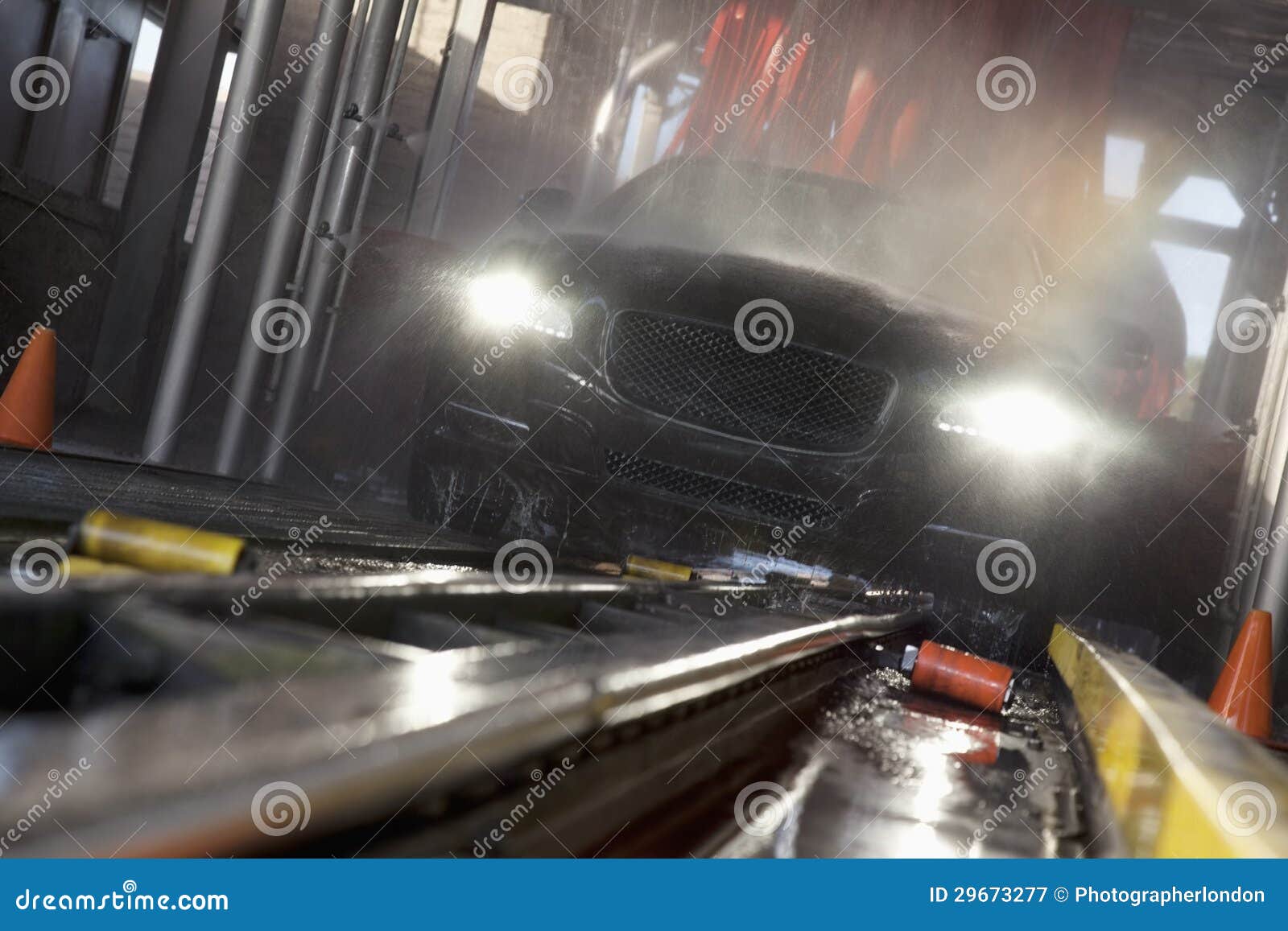 Front View of Car Passing through Car Wash Process Stock Image - Image ...