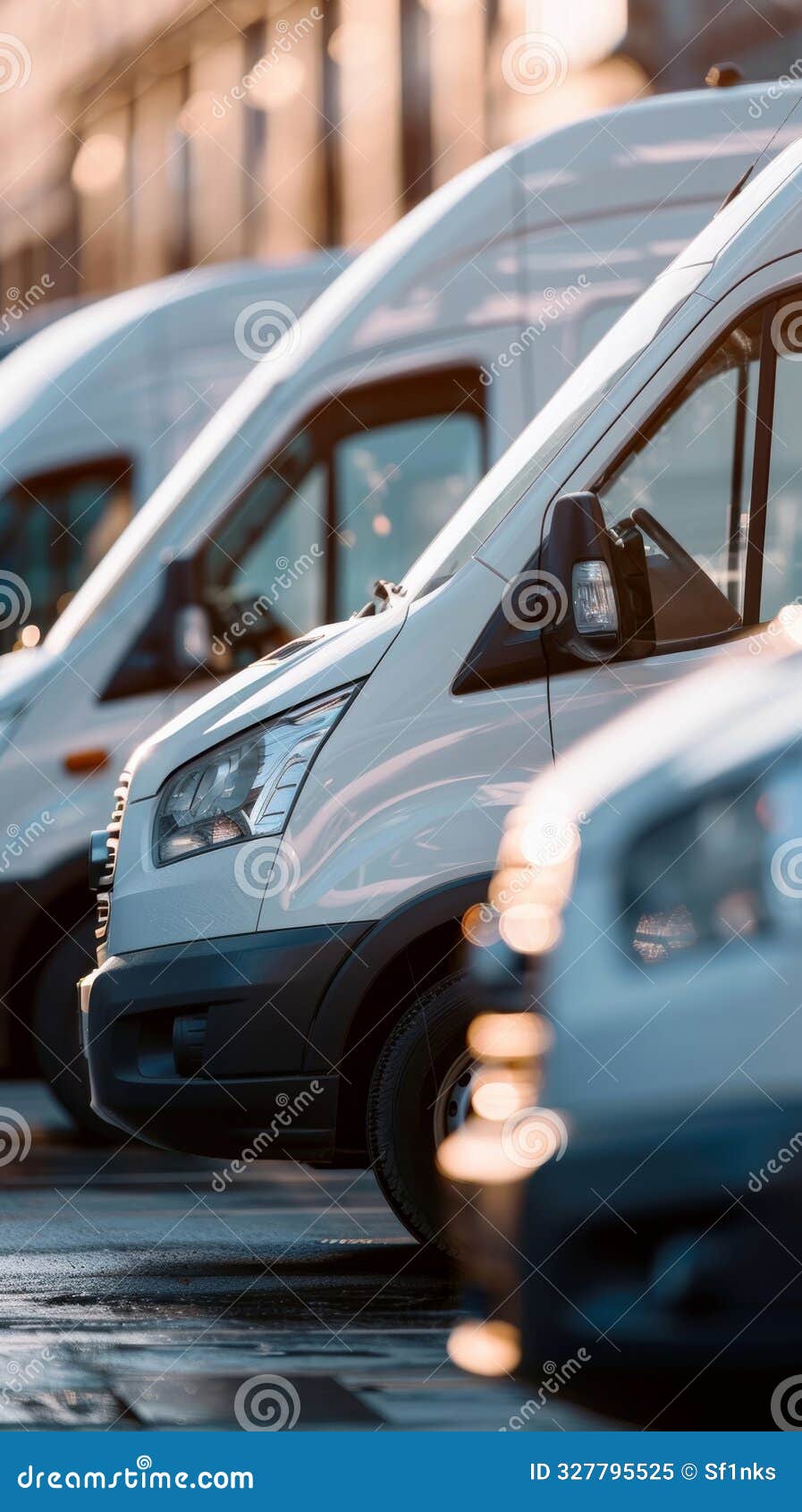 Front View of Cargo Vehicles Parked in Line, Ready for Distribution ...