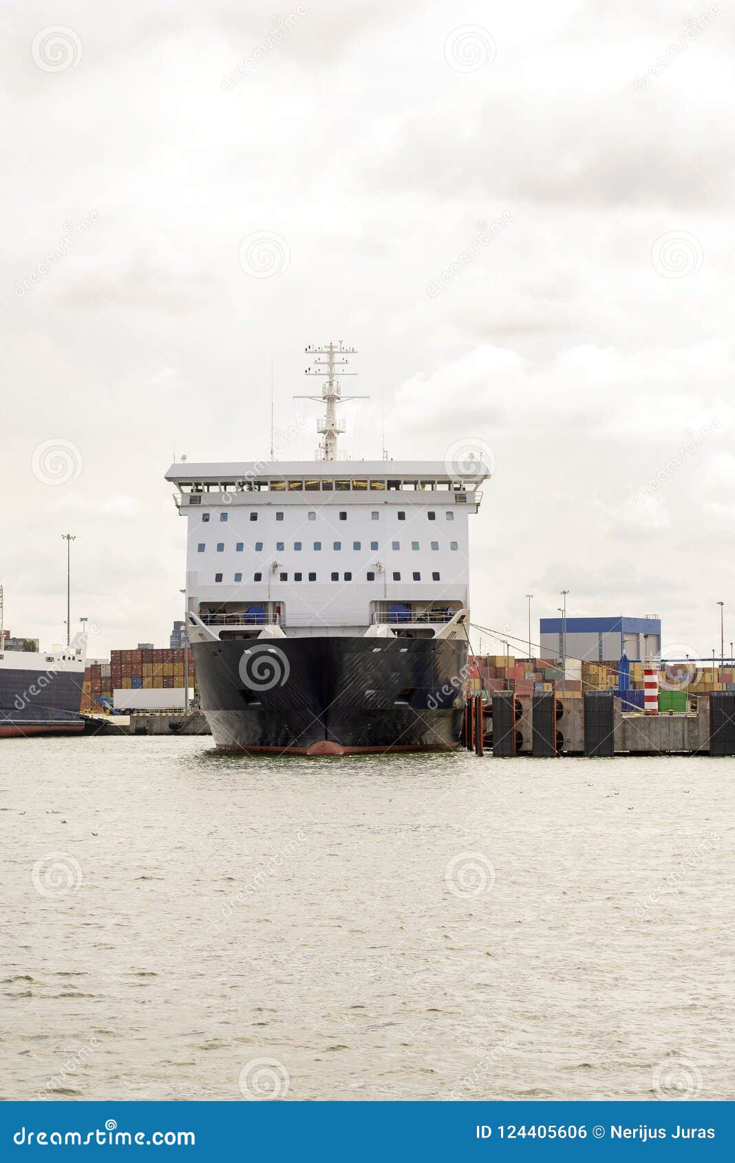 Front View of Cargo Vessel in Port Editorial Photo - Image of ship ...