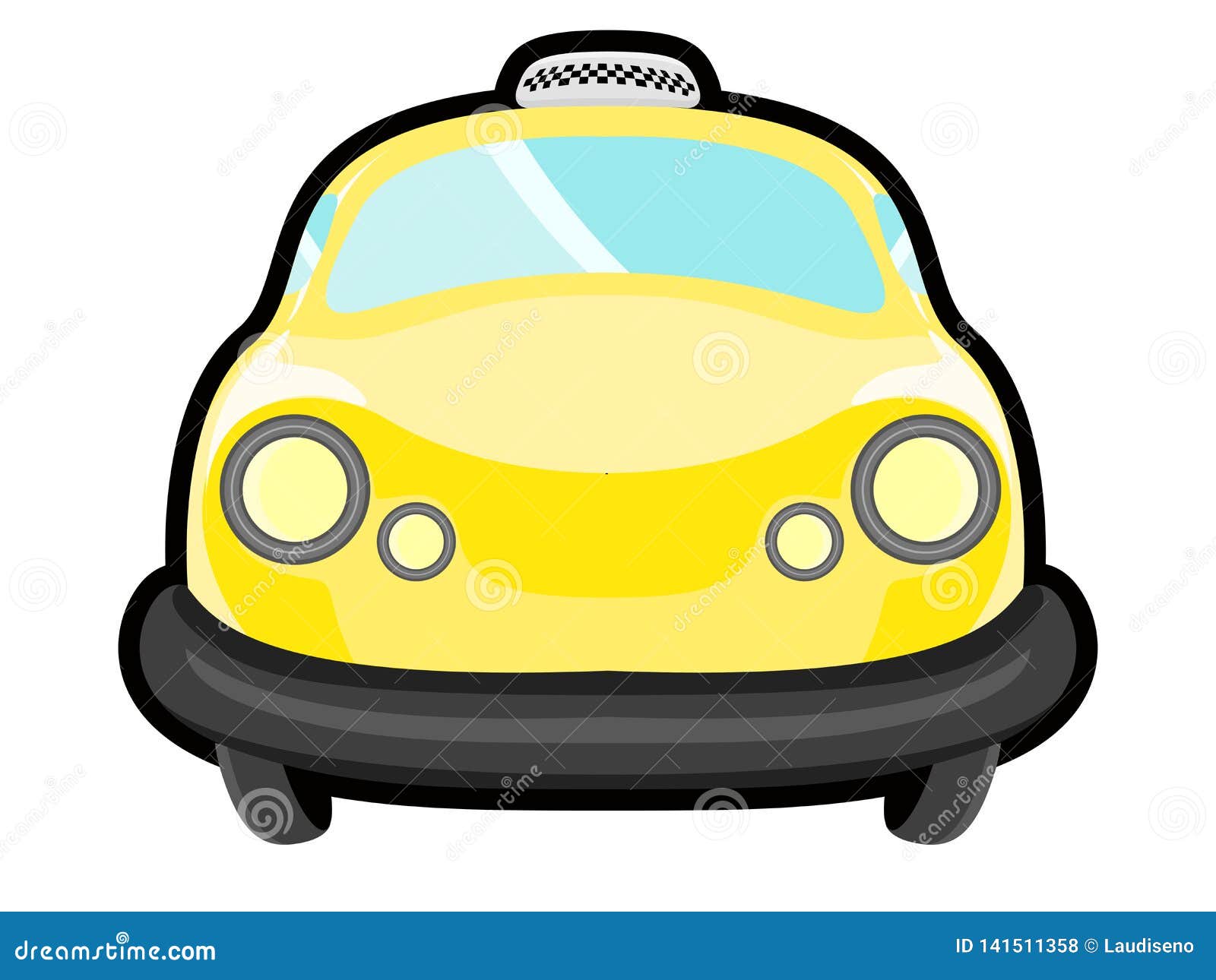 Front View of a Cartoon Taxi Cab Stock Vector - Illustration of vehicle ...