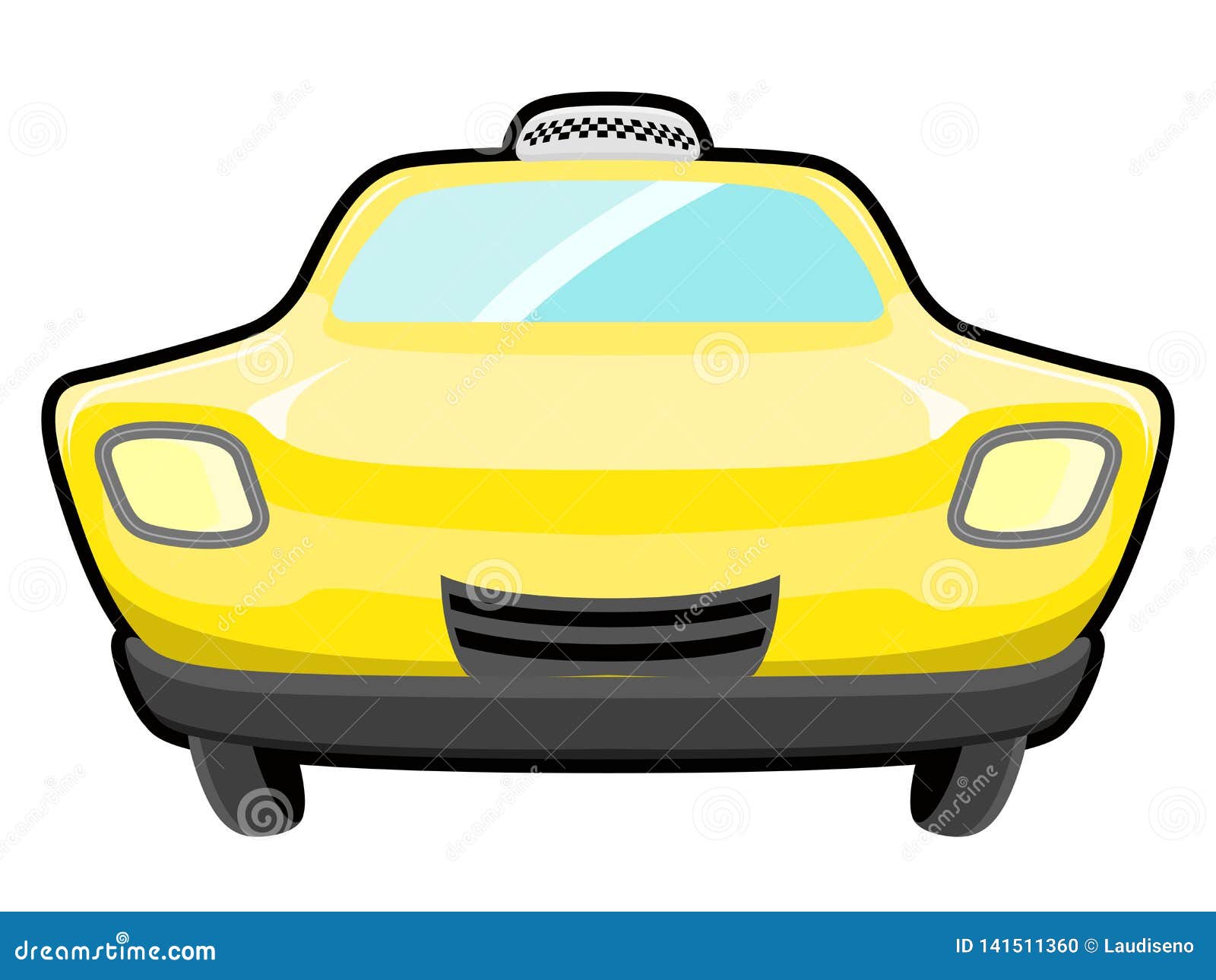 Front View of a Cartoon Taxi Cab Stock Vector - Illustration of front ...