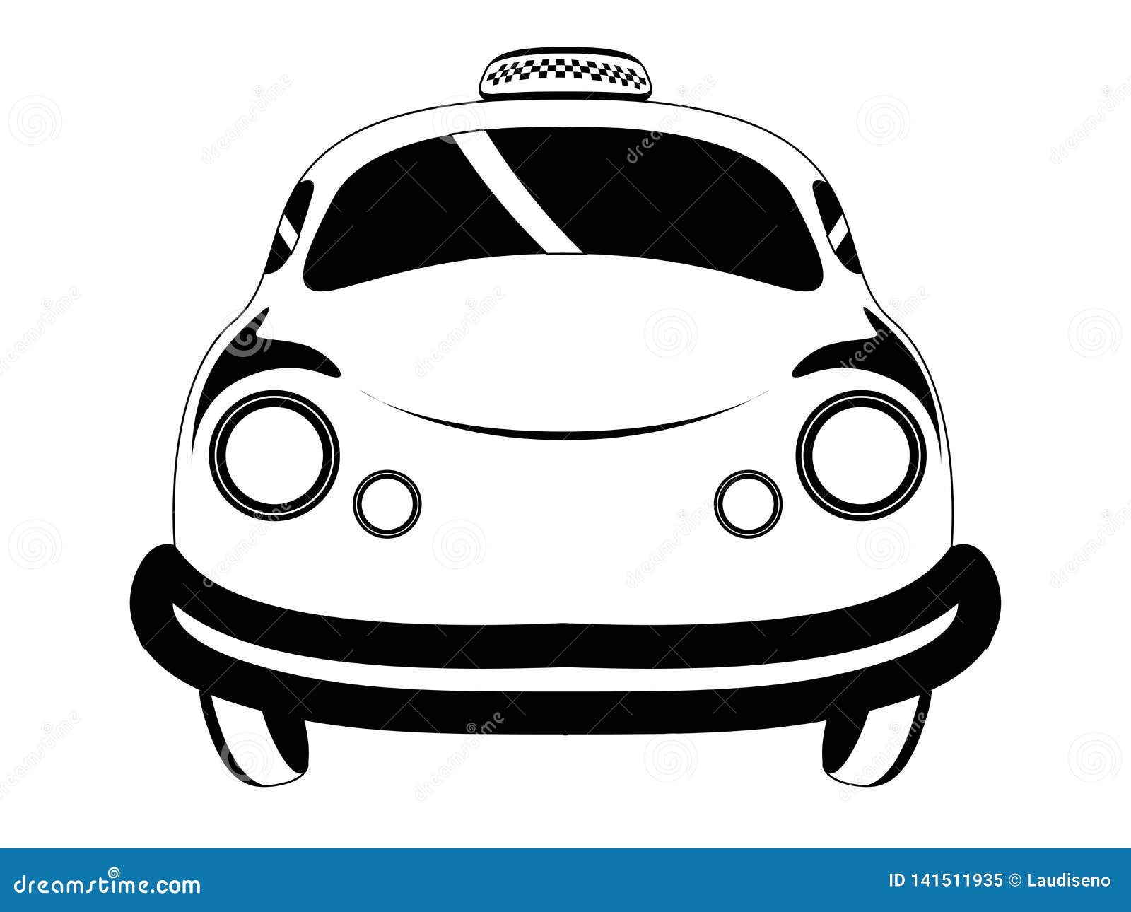 Front View of a Cartoon Taxi Cab Stock Vector - Illustration of design ...