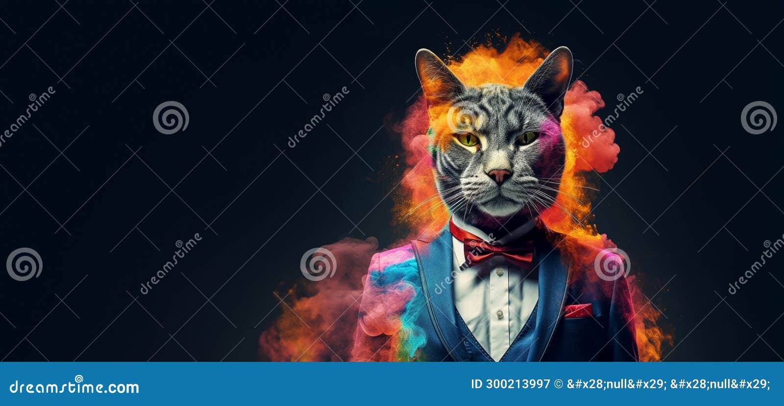 Front View of a Cat Wearing a Suit Standing Animated Burst. AI ...