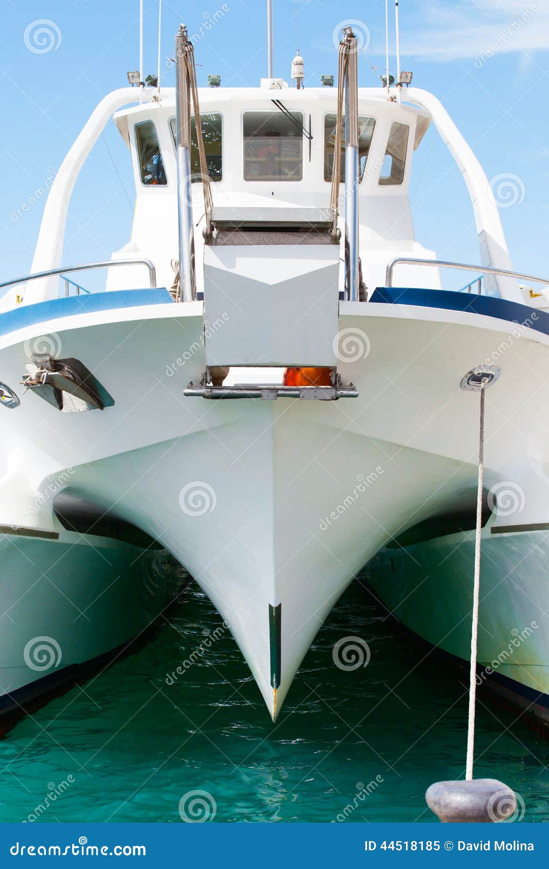 Front view of a catamaran. stock image. Image of transport - 44518185